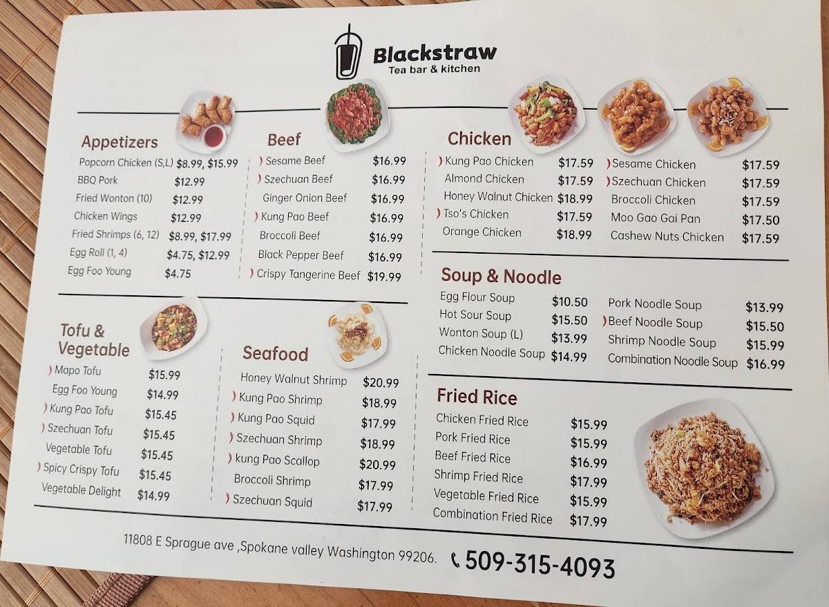 Menu at Black Straw Tea Bar & Kitchen, Spokane Valley