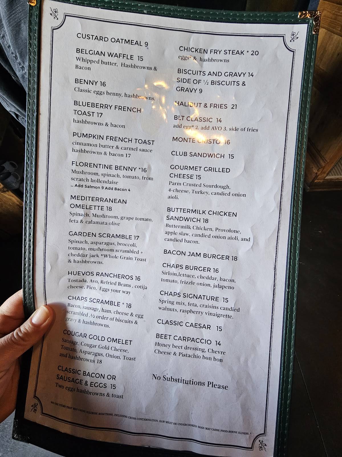 Menu at Chaps Diner and Bakery Spokane, Spokane