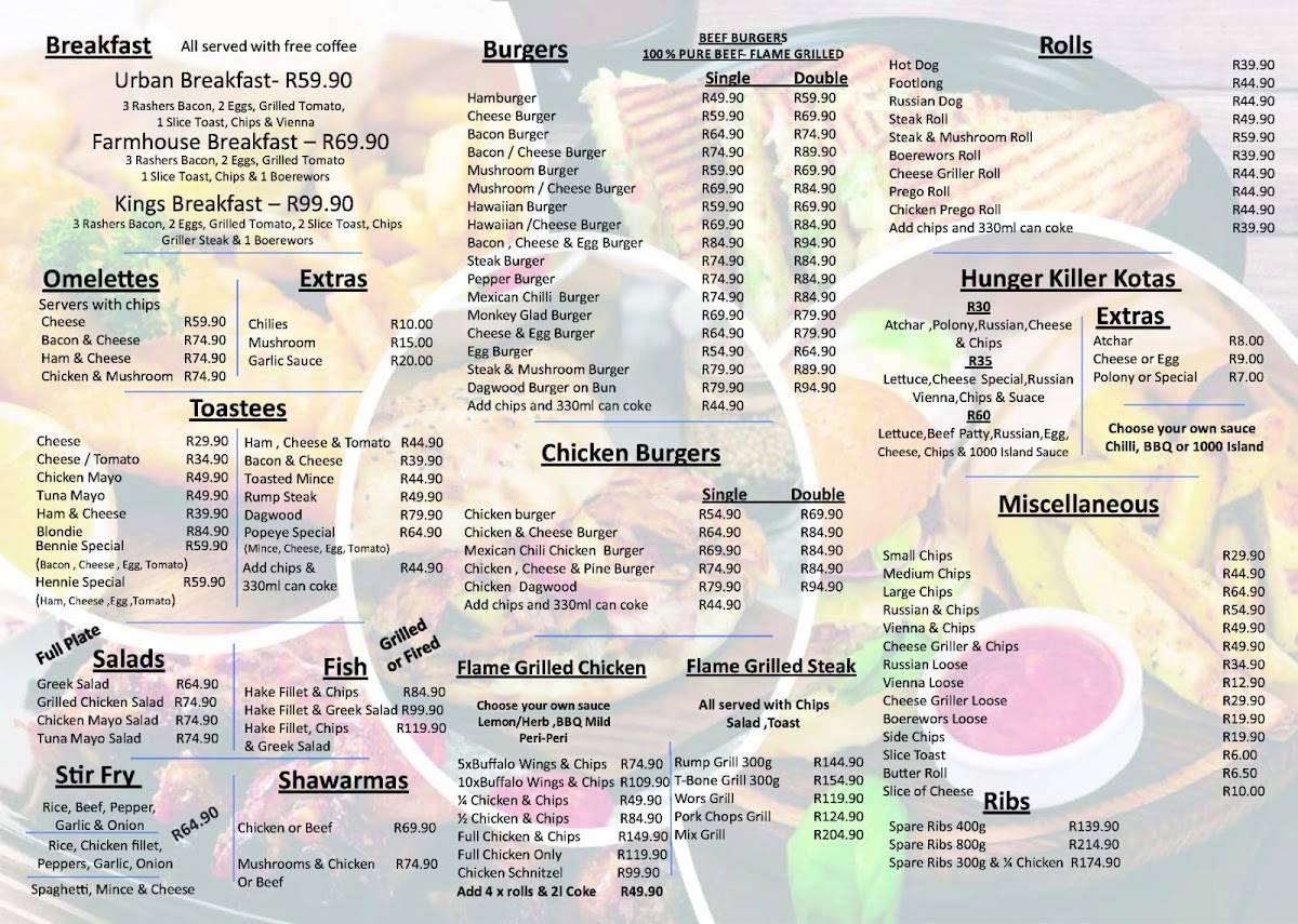 Menu at Pitstop Springs Pizza Grill restaurant, Springs
