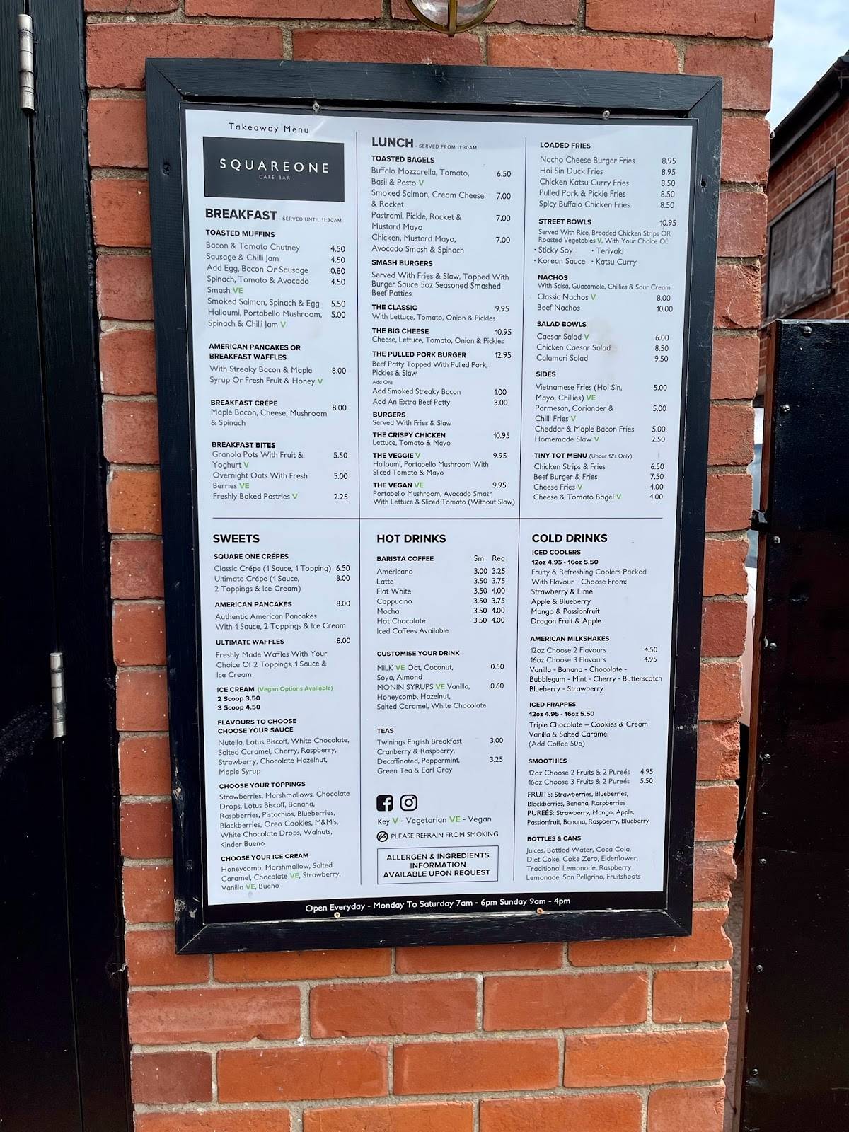 Menu at Square One Oswestry restaurant, Oswestry