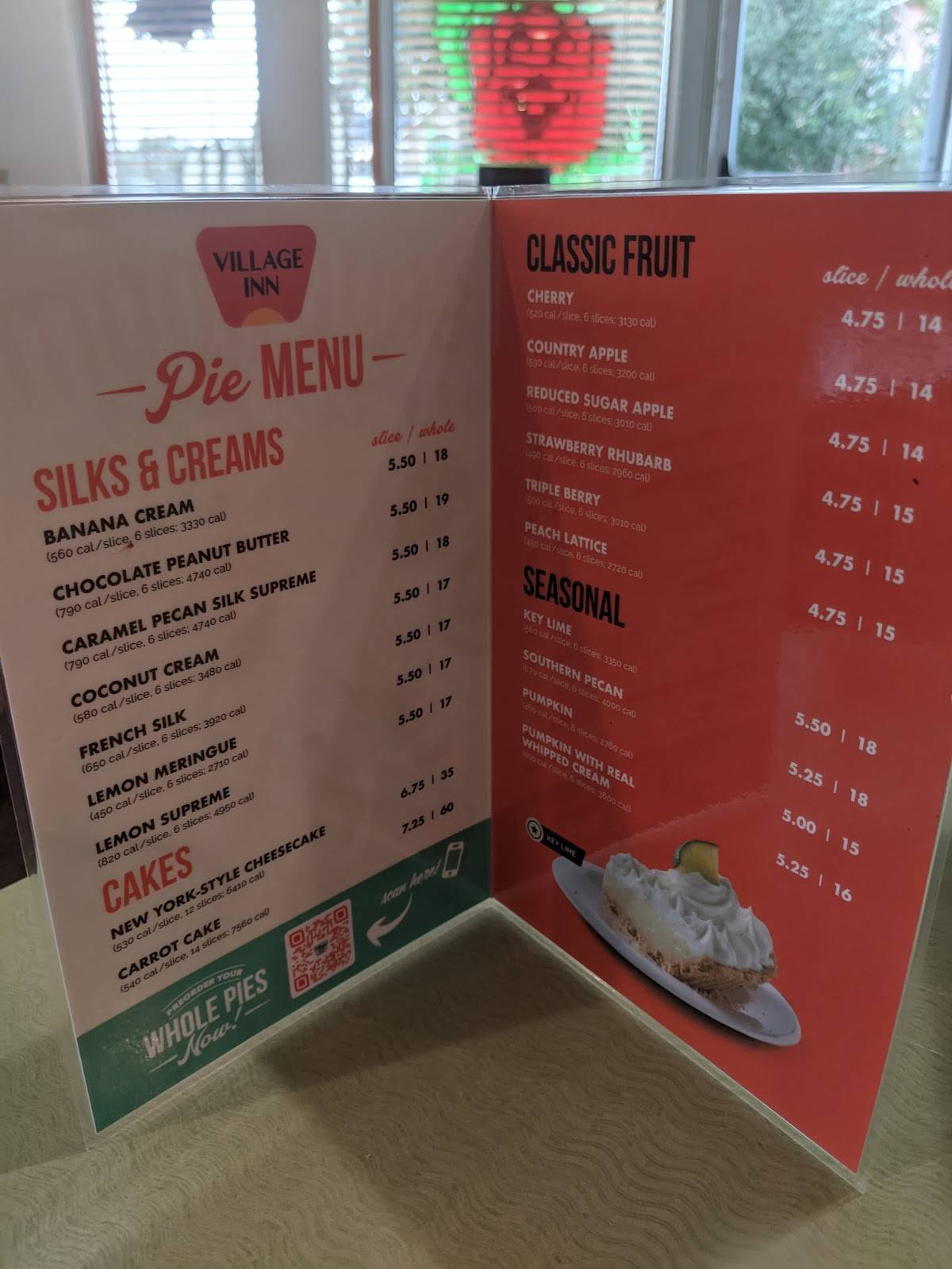 Menu at Village Inn restaurant, St. Augustine