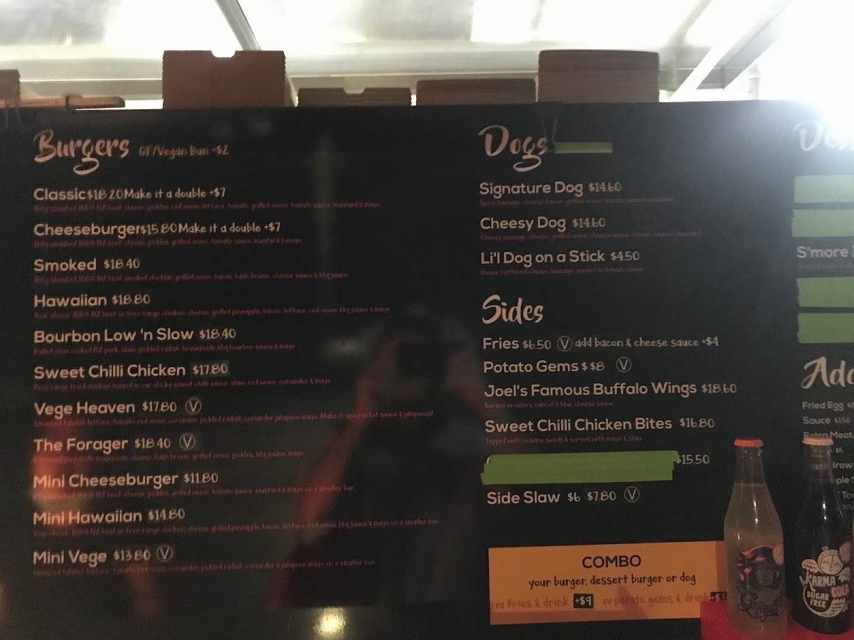 Menu at Stacked Burger Bar, Auckland