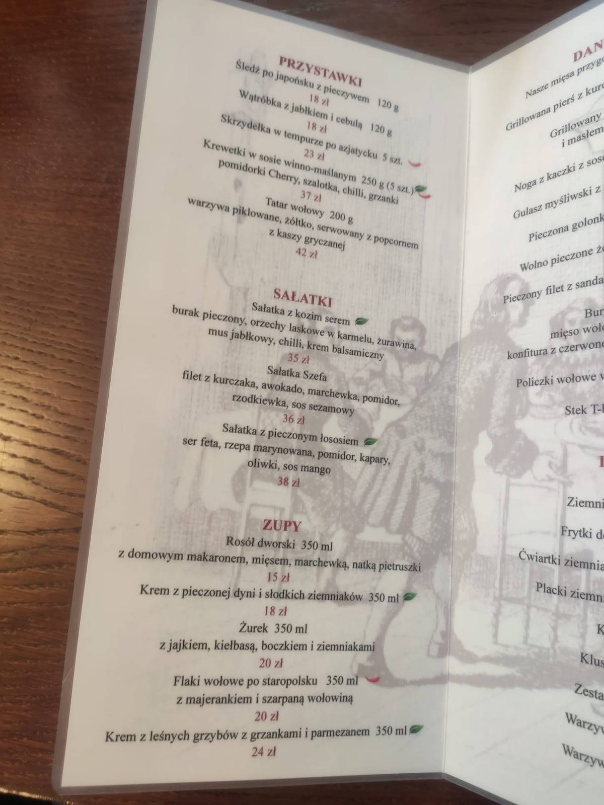 Menu at Restauracja Ordynata Rozwadów restaurant, Stalowa Wola
