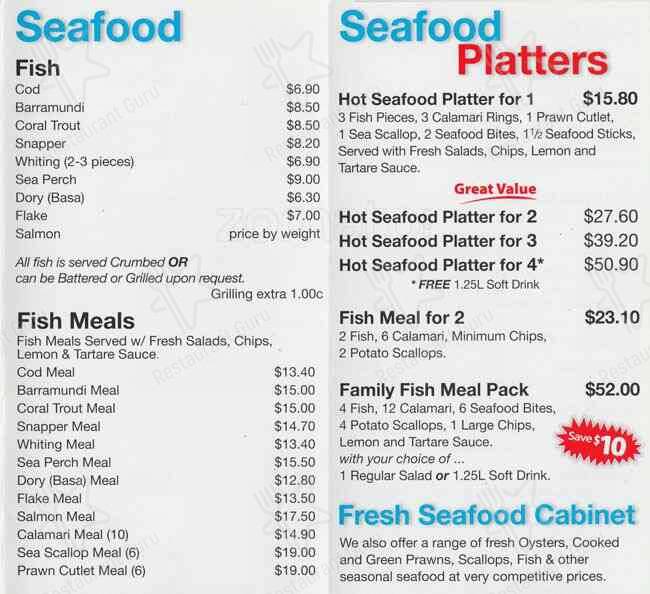 Menu at Stanley's Seafood & BBQ Chicken, Carina
