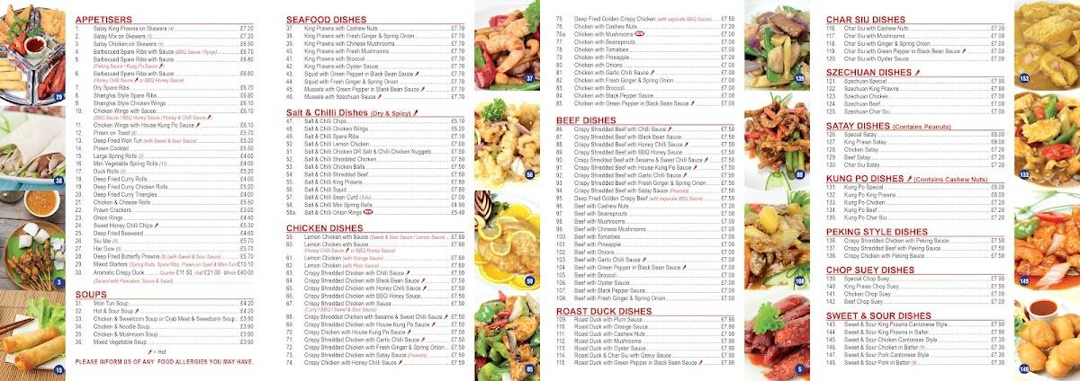 Menu at Star Garden restaurant, Edinburgh