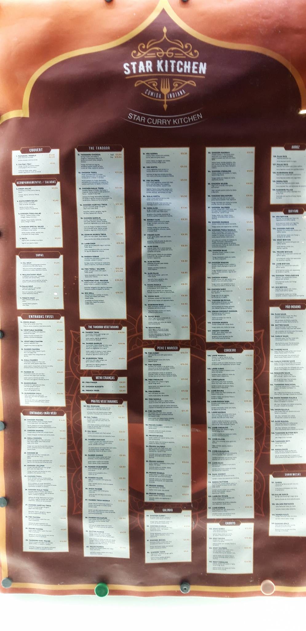 Menu at Star curry kitchen restaurant, Tomar