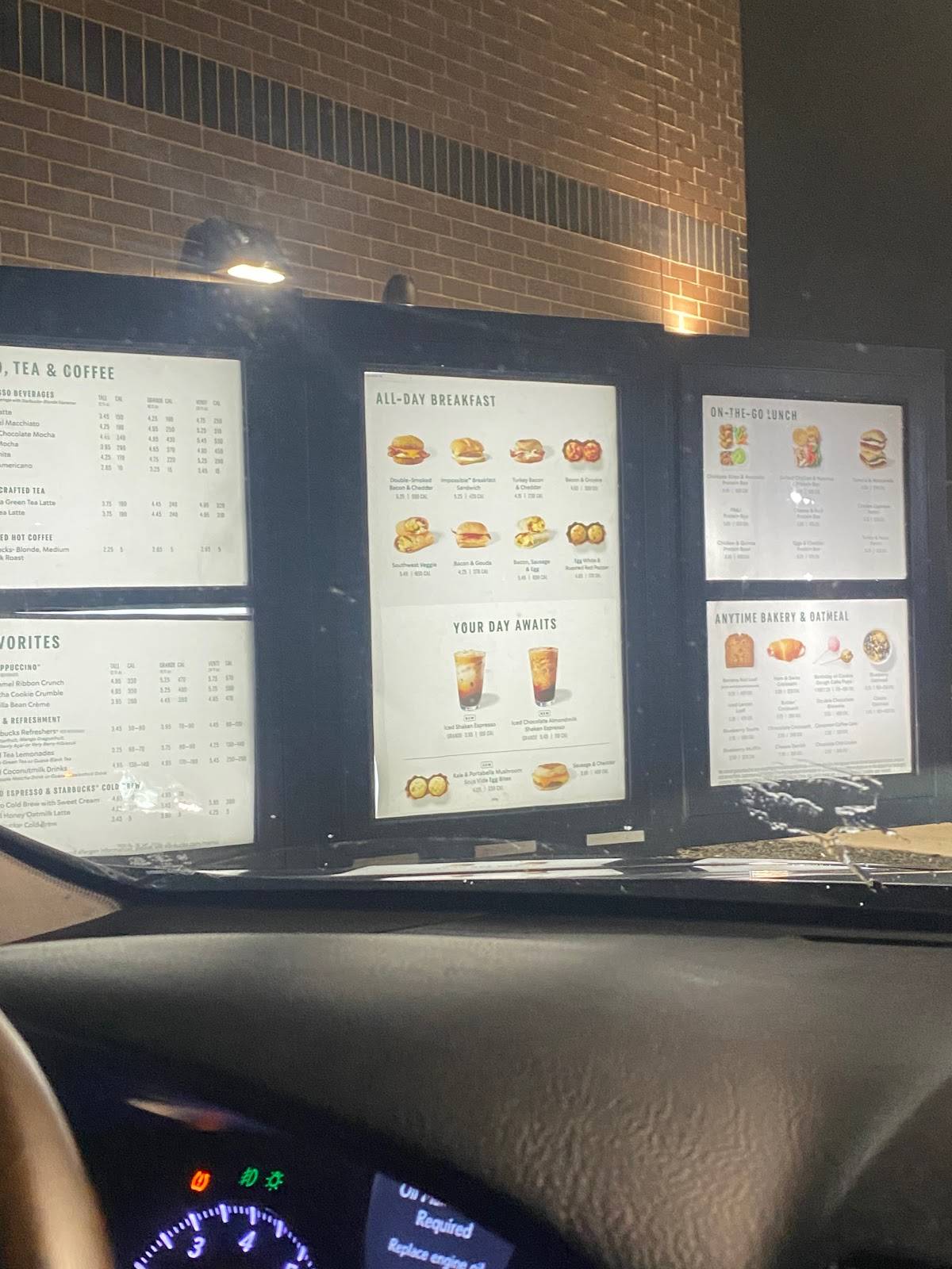 Menu at Starbucks, Chicago Ridge, S Harlem Ave