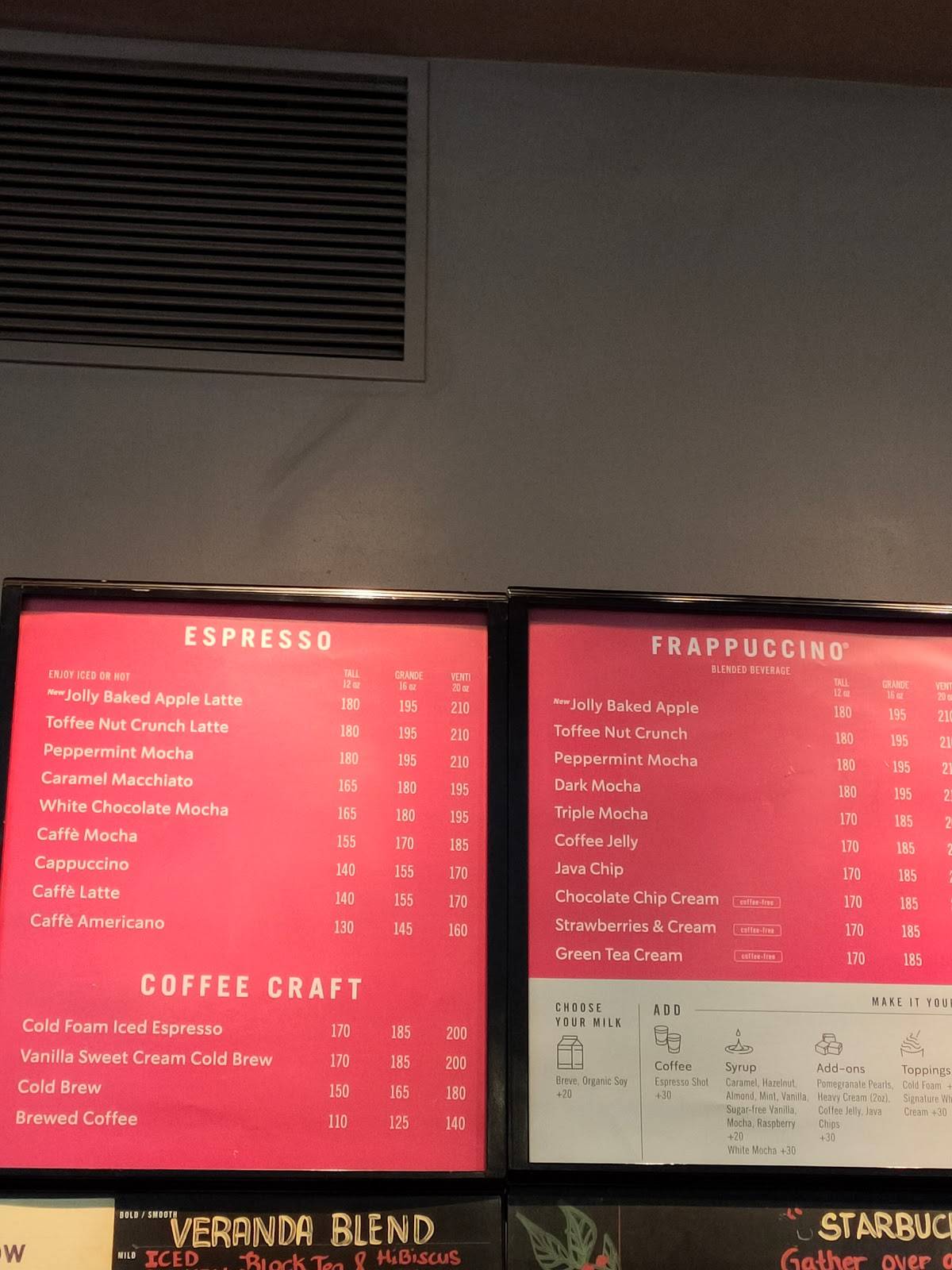 Menu at Starbucks SM City Calamba cafe, Calamba, SM City Calamba