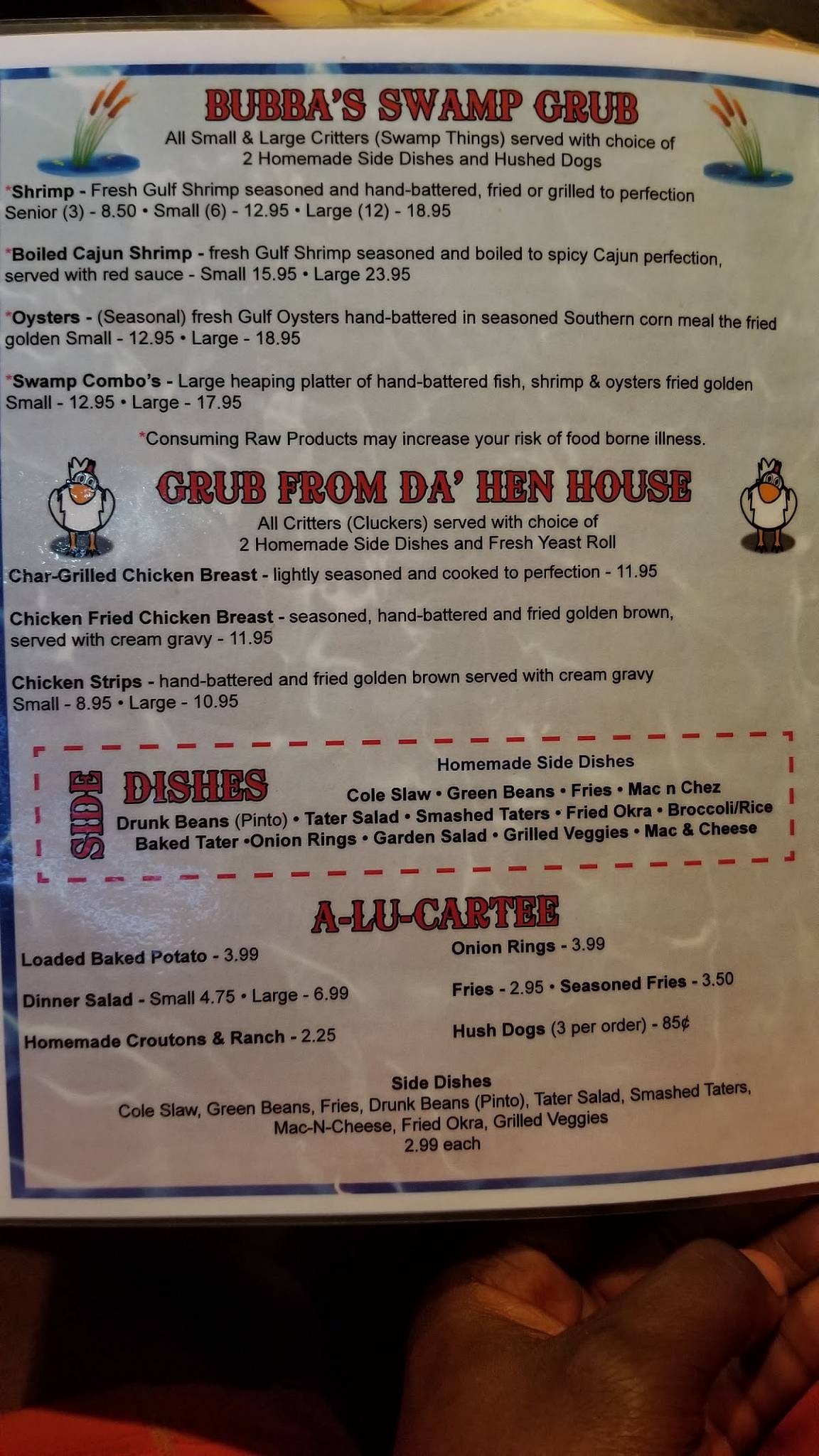 Menu at Billy B's Sale Barn Cafe, Groesbeck, TX-164