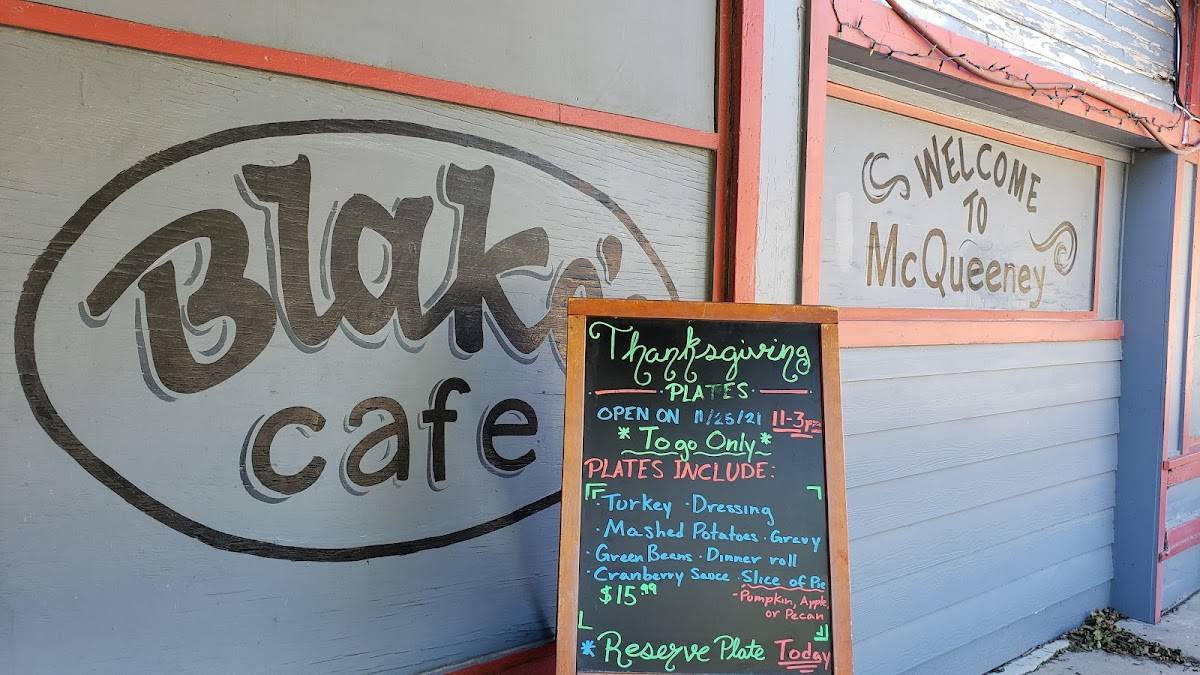 Menu at Blake's Cafe, McQueeney