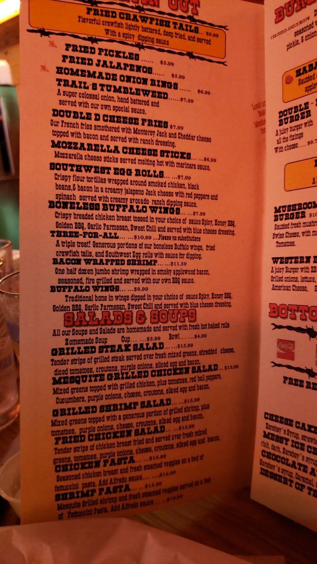 Menu at Double D Steak House steakhouse, DeRidder