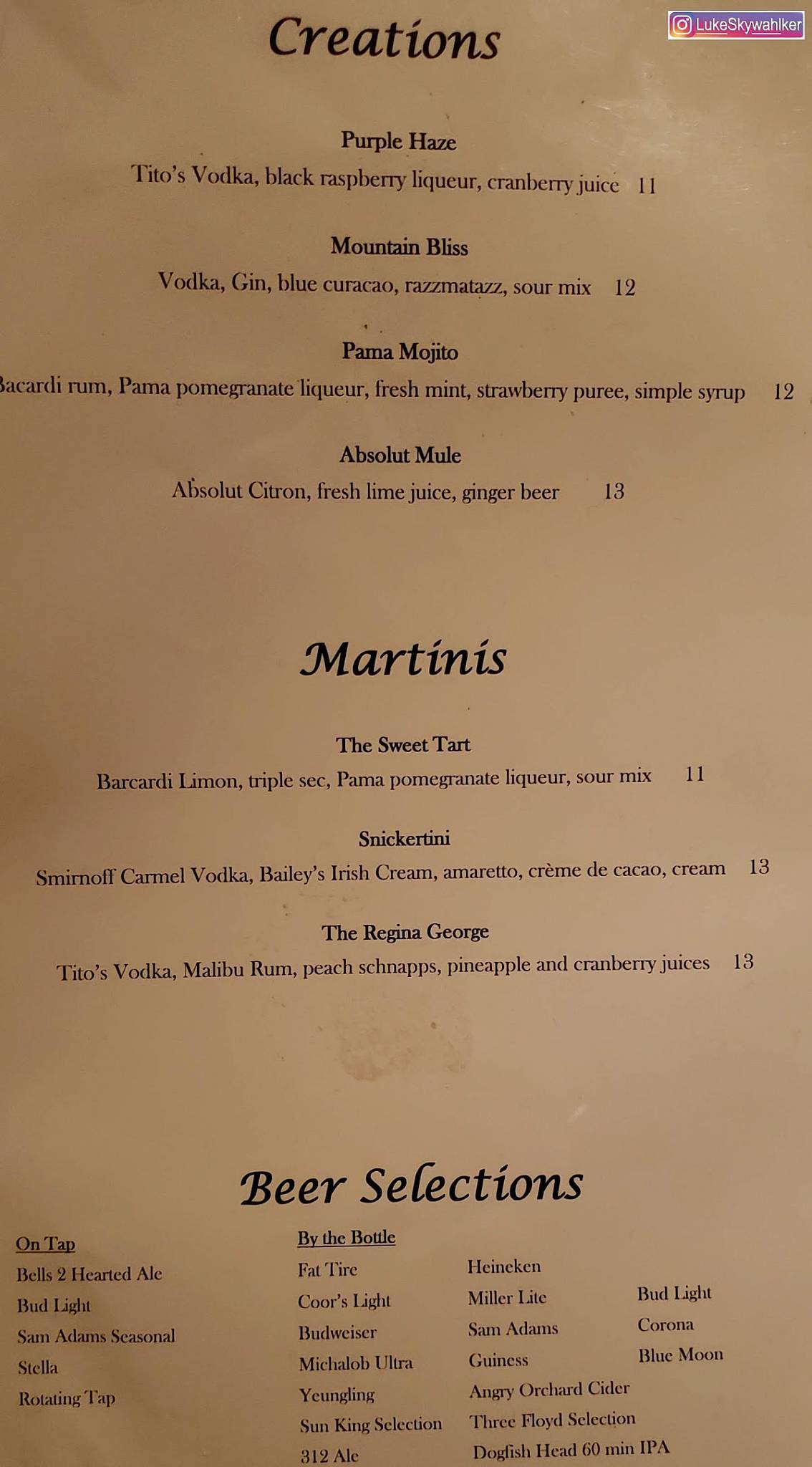 Menu at Mountain Jacks Steakhouse, Lafayette