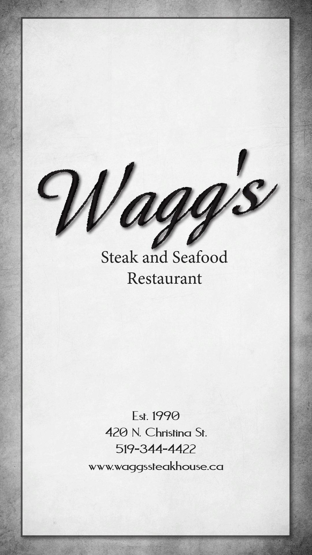 Menu at Waggs Steak & Seafood Restaurant, Sarnia