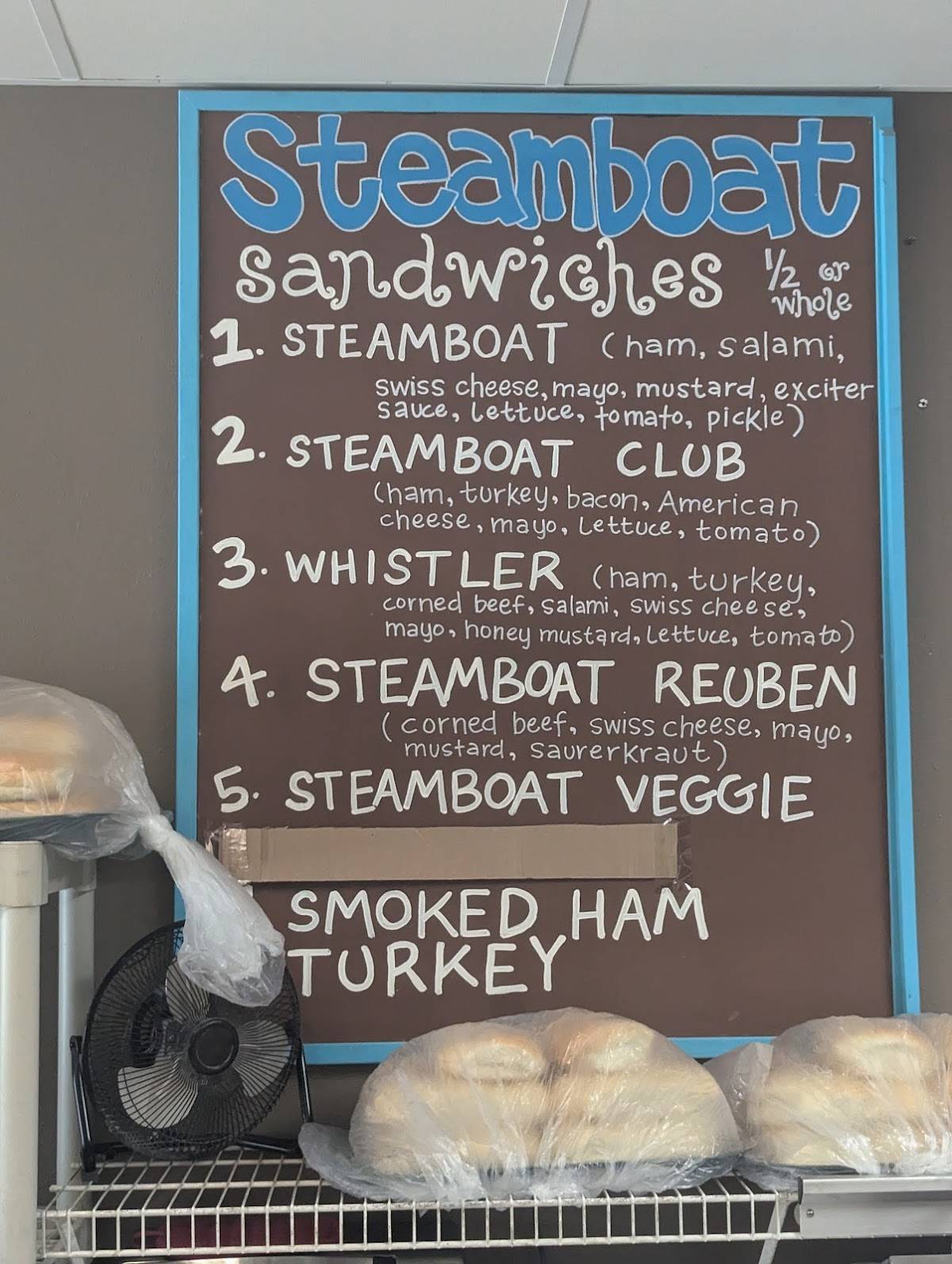 Menu at Steamboat restaurant, Andalusia