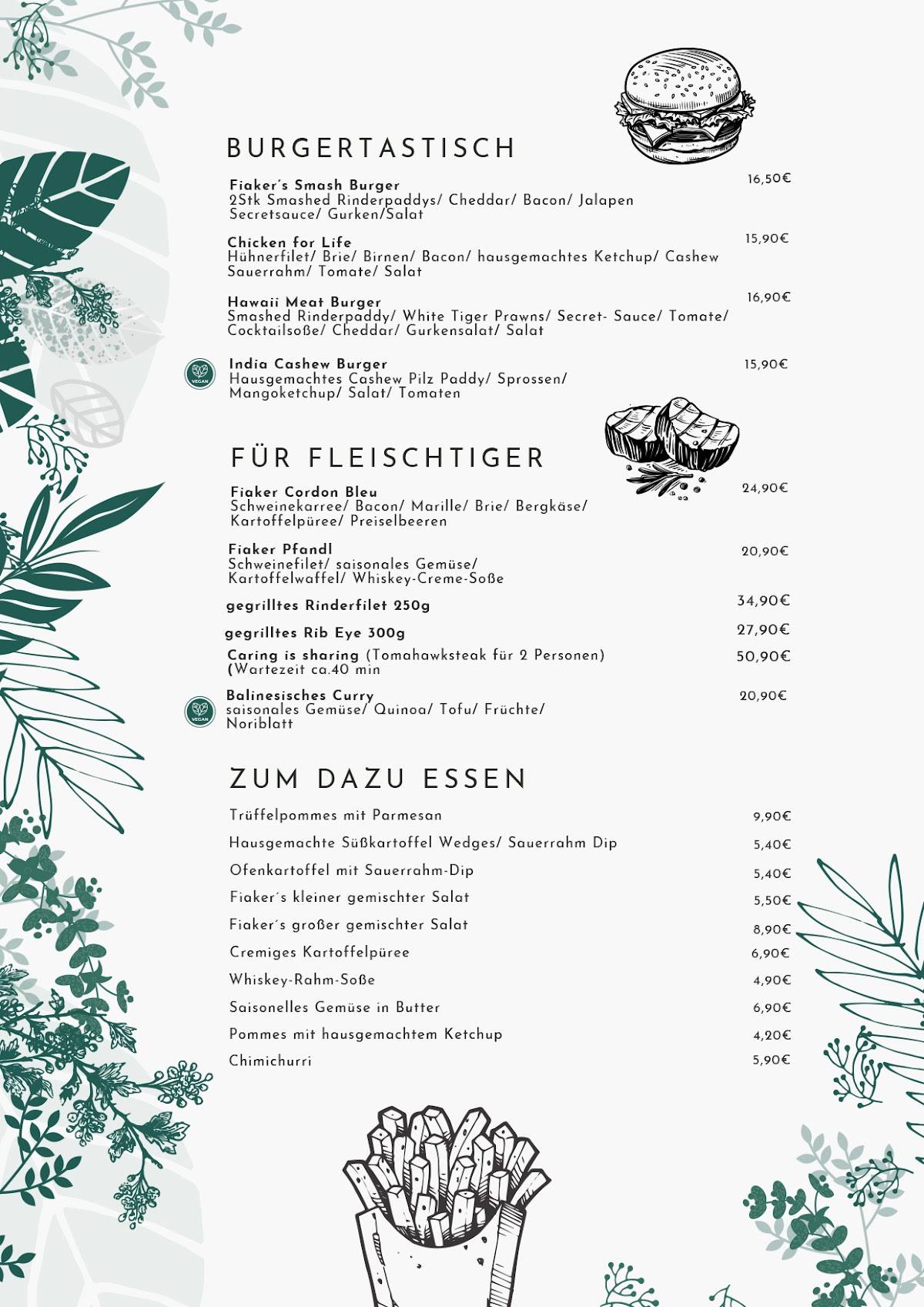 Speisekarte von Steiners Fiaker restaurant, Laakirchen