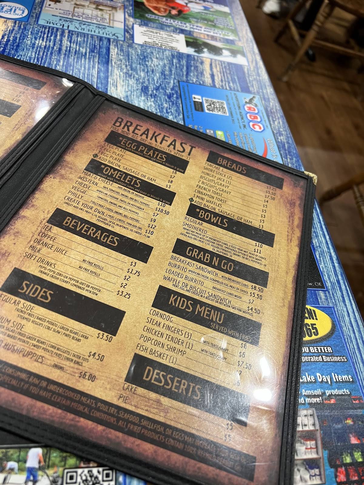 Menu at Stevens Gap restaurant, Broken Bow, N US Hwy 259