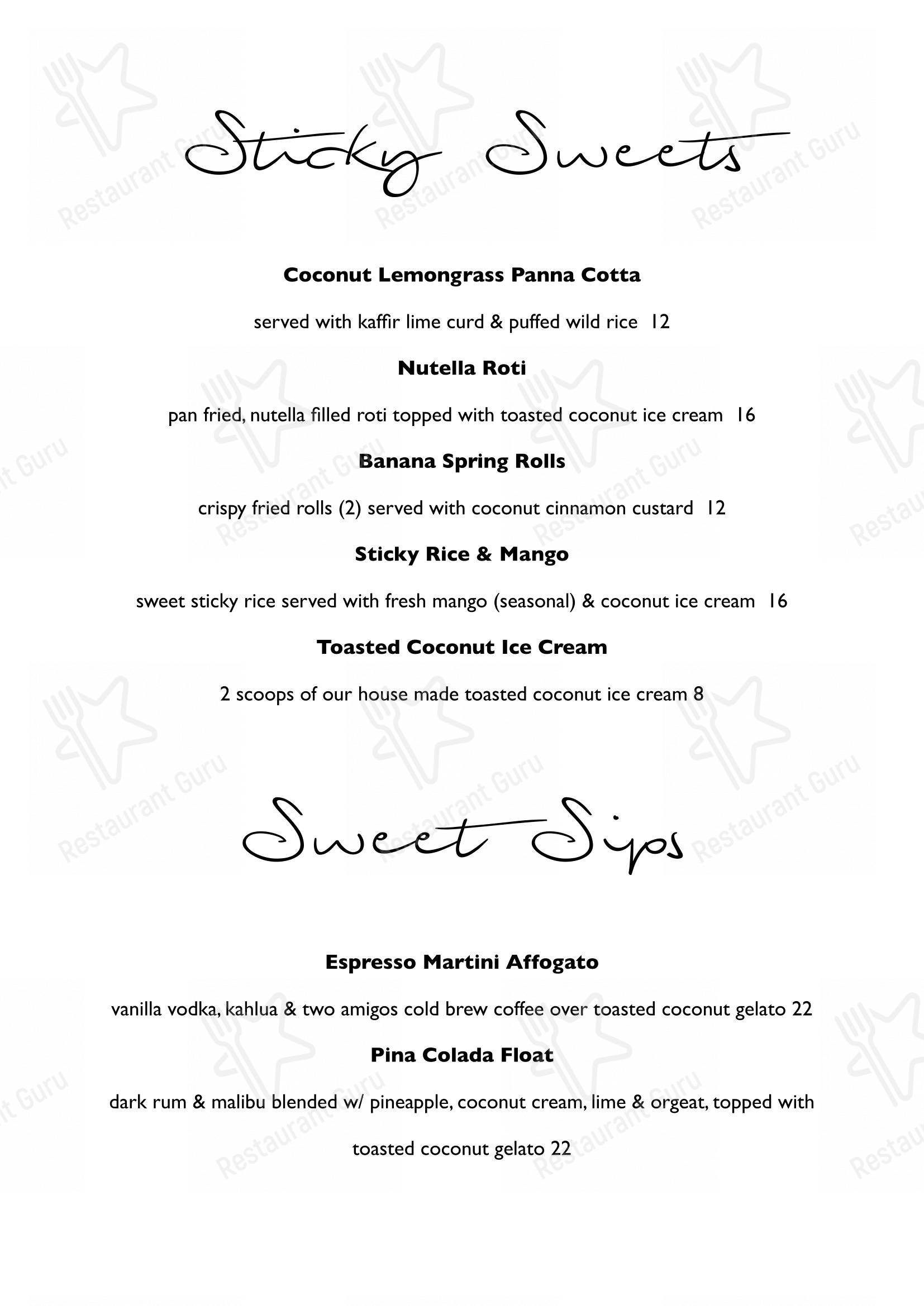 Menu at Sticky Rice Thai Food and Bar, Tugun