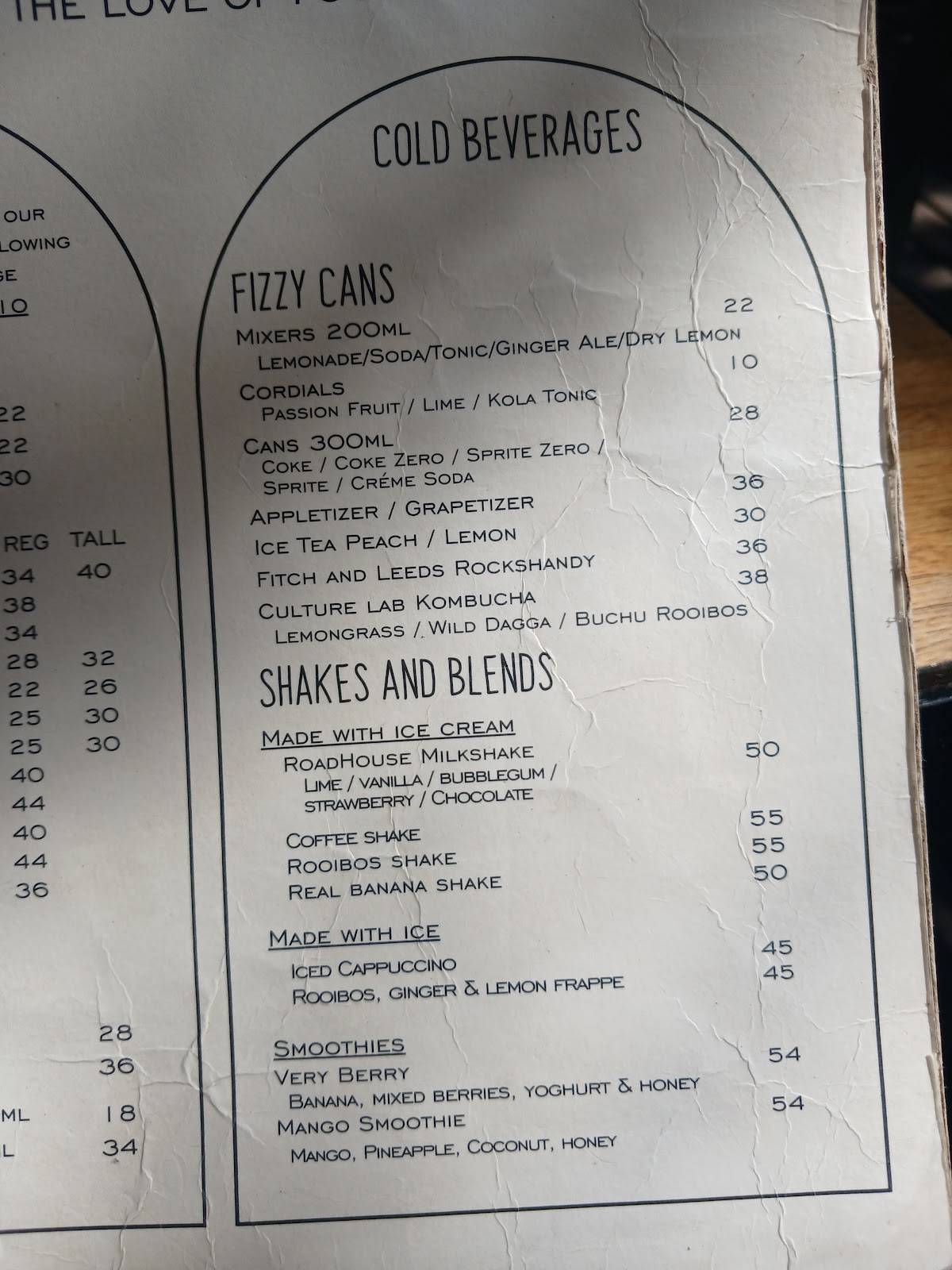 Menu at Stodels Cafe Bellville, Cape Town