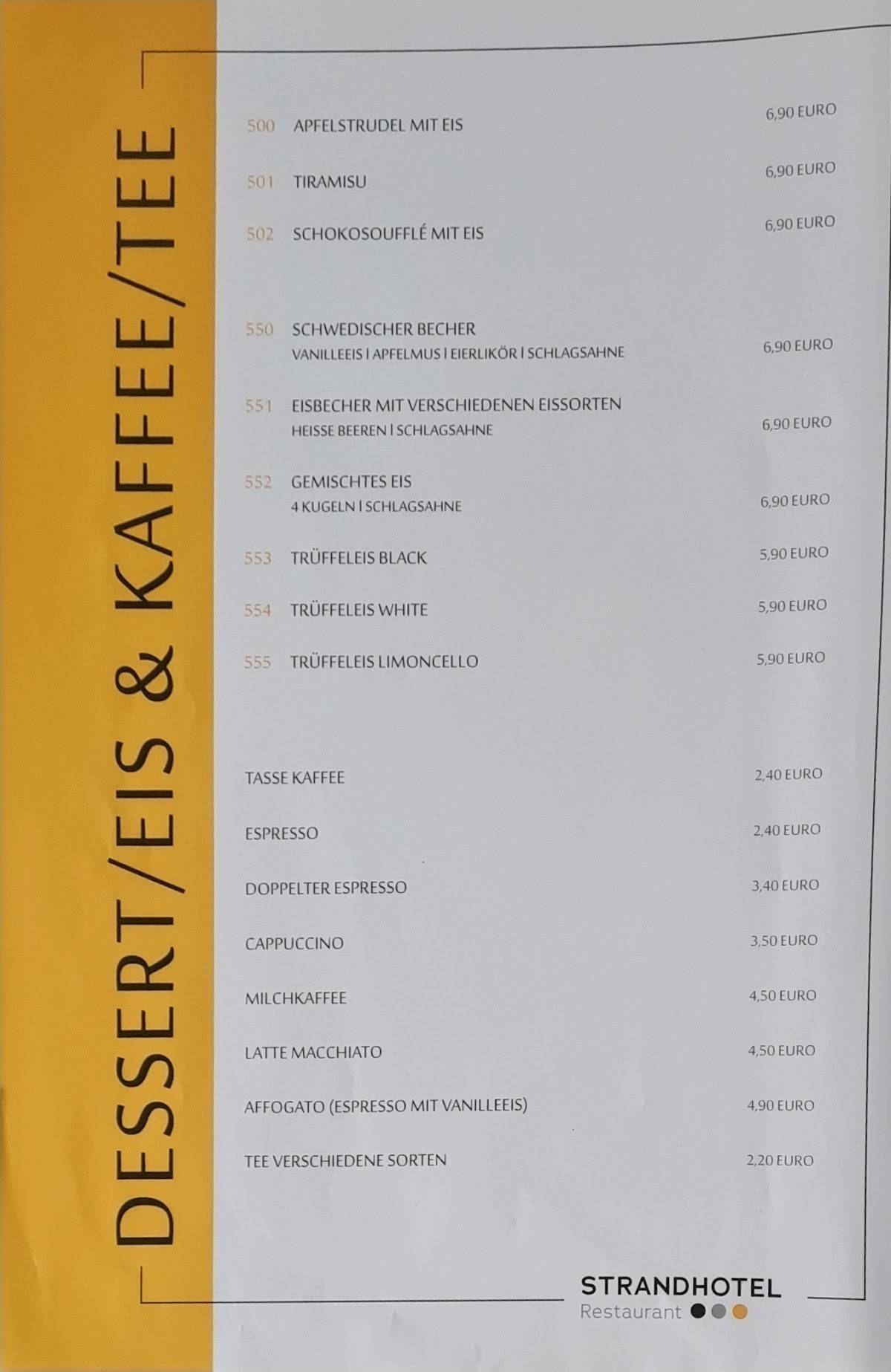 Speisekarte von Strandhotel restaurant, Eilenburg