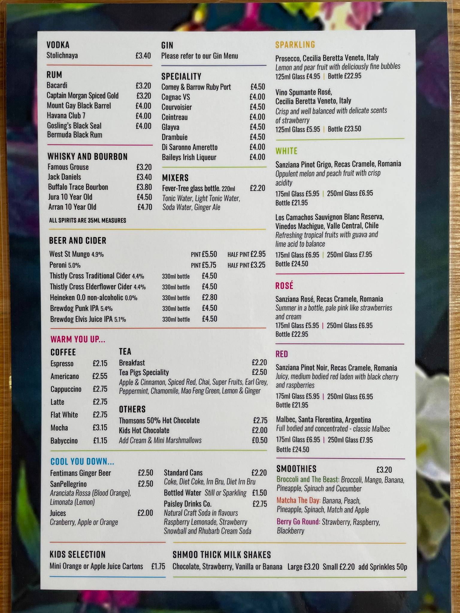 Menu at The Drawing Room restaurant, Strathaven