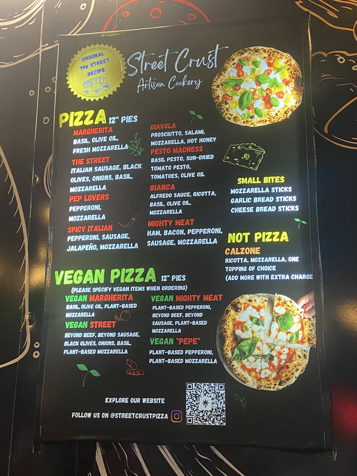 Carta de pizzería Street Crust, Tampa, 796 N Tampa St