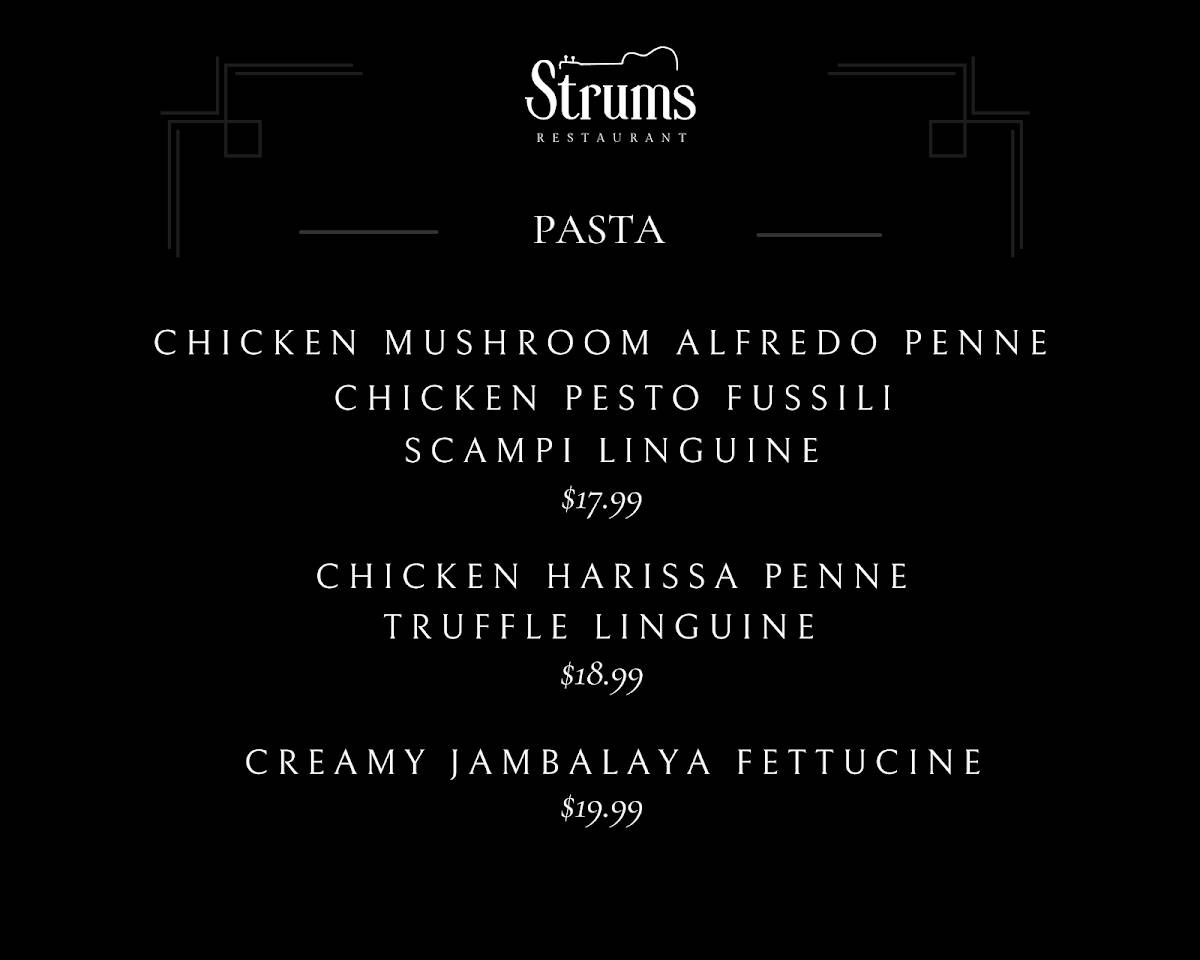 Menu at Strums Restaurant, Corner Brook