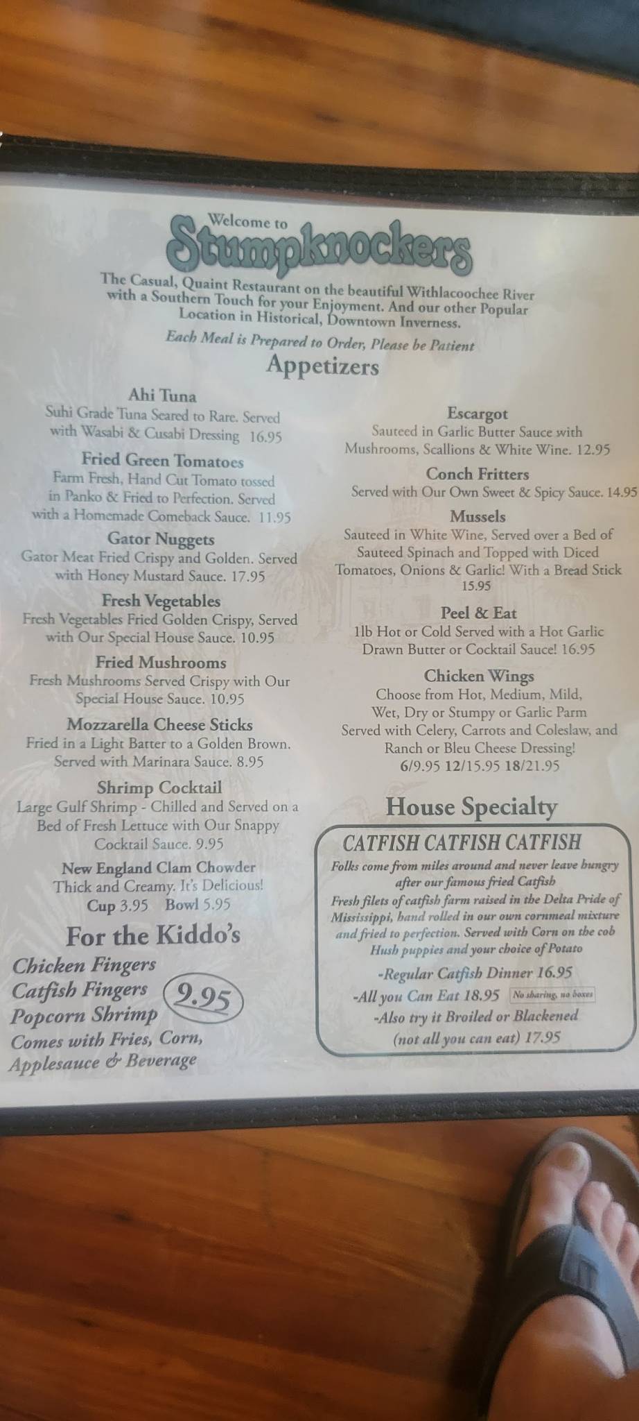 Menu at Stumpknockers Restaurants, Inverness
