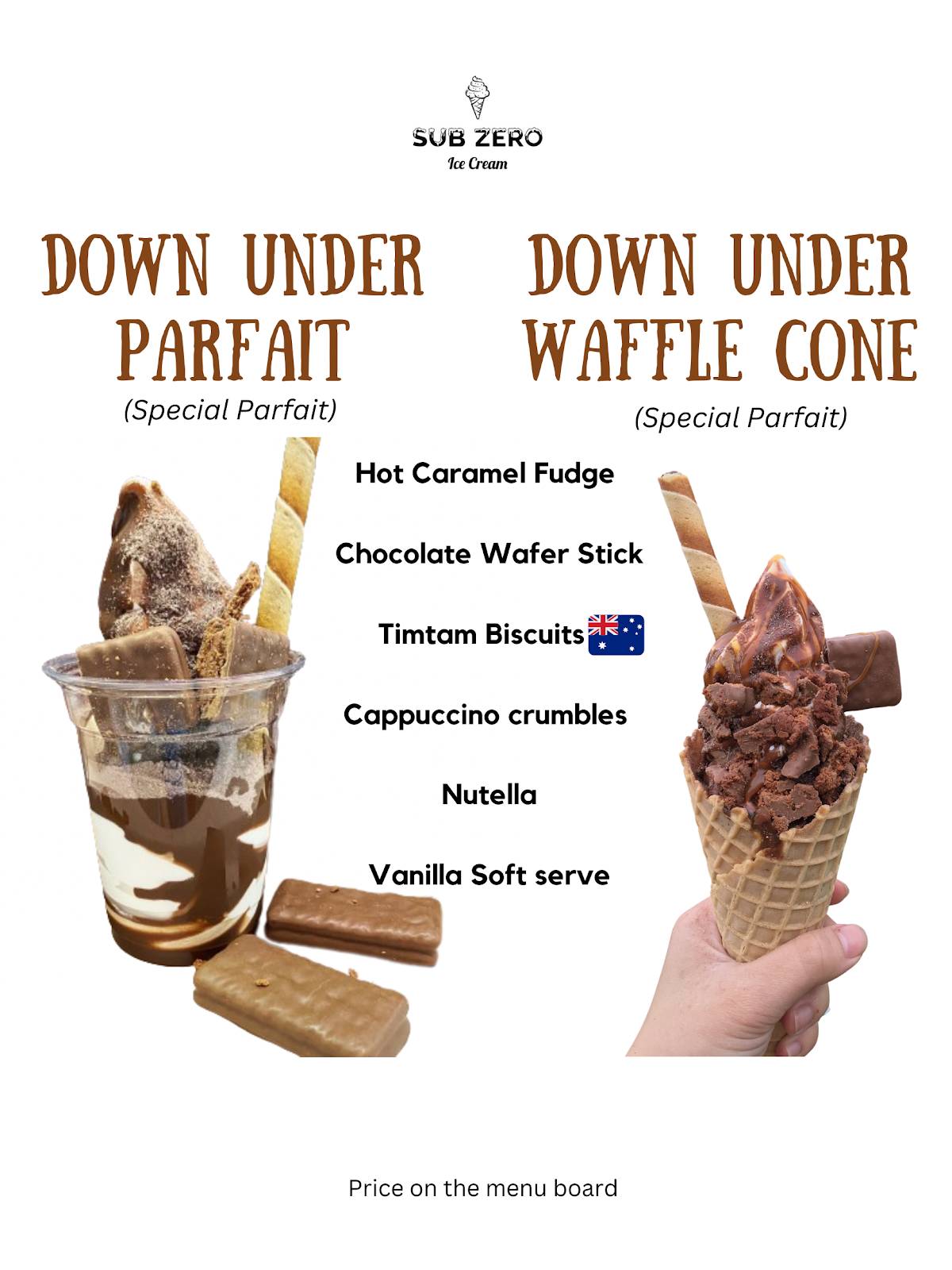 Menu at Sub Zero Ice Cream cafe, Winnipeg