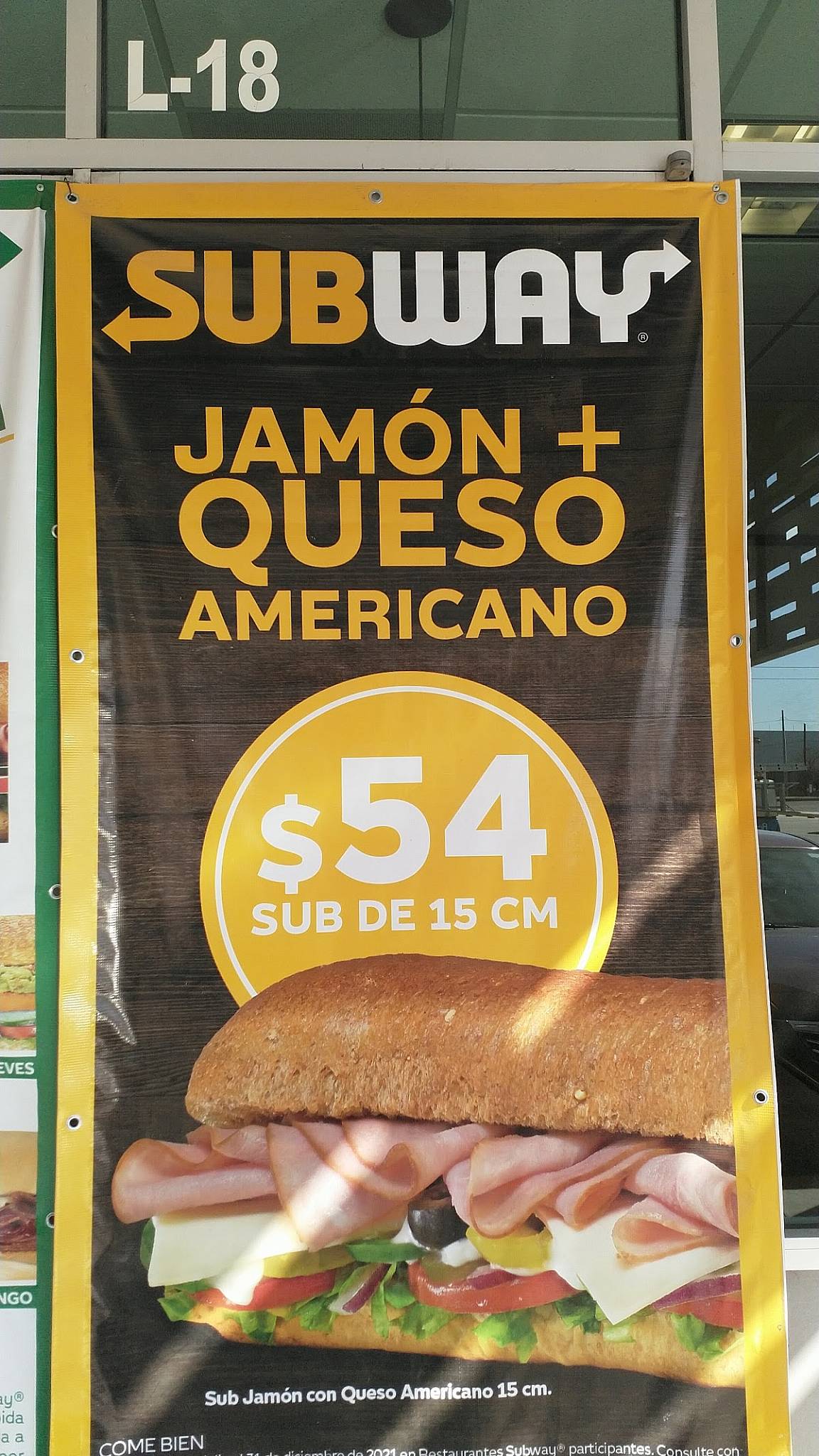 Menu at Subway restaurant, Mexicali, Blvr. Venustiano Carranza 1419