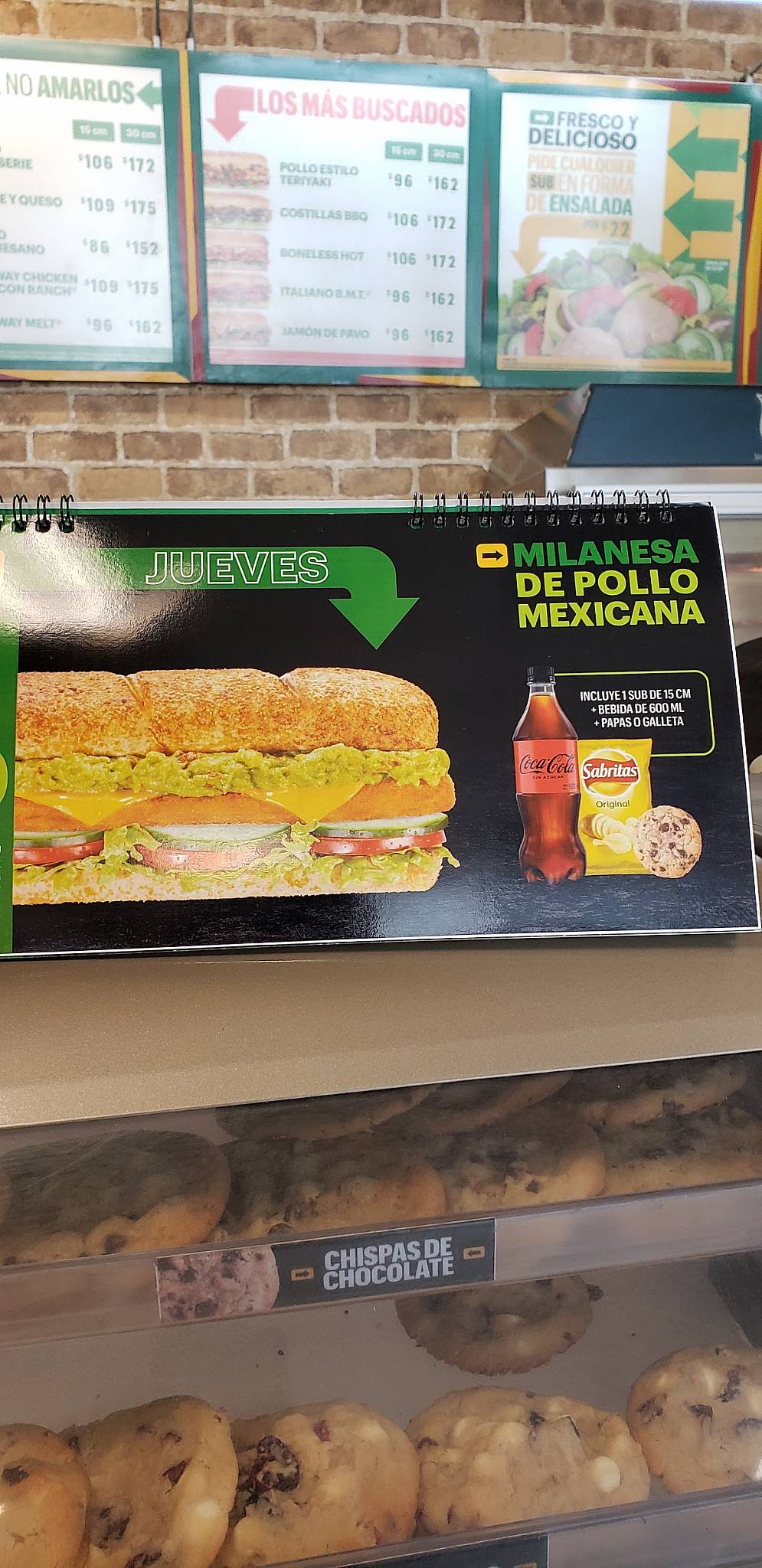 Menu at Subway restaurant, Mexicali, Blvr. Venustiano Carranza 1419