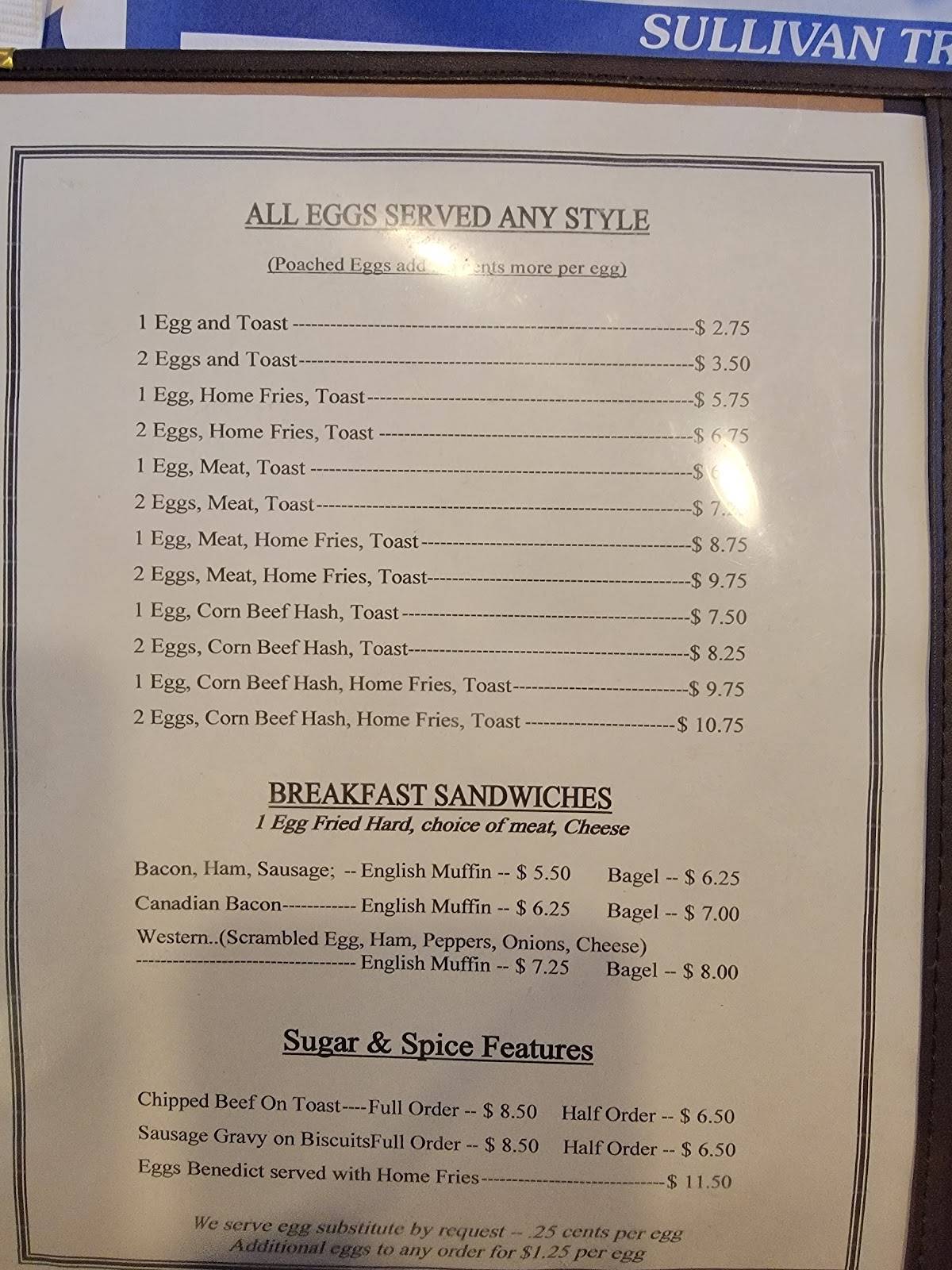 Menu at Sugar & Spice Restaurant, Horseheads