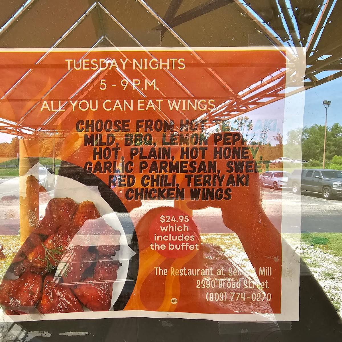 Menu at The Restaurant at Second Mill Bar and Lounge, Sumter