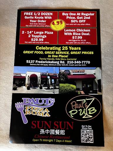 Menu at Sun Sun Chinese Restaurant, San Antonio, Fredericksburg Rd