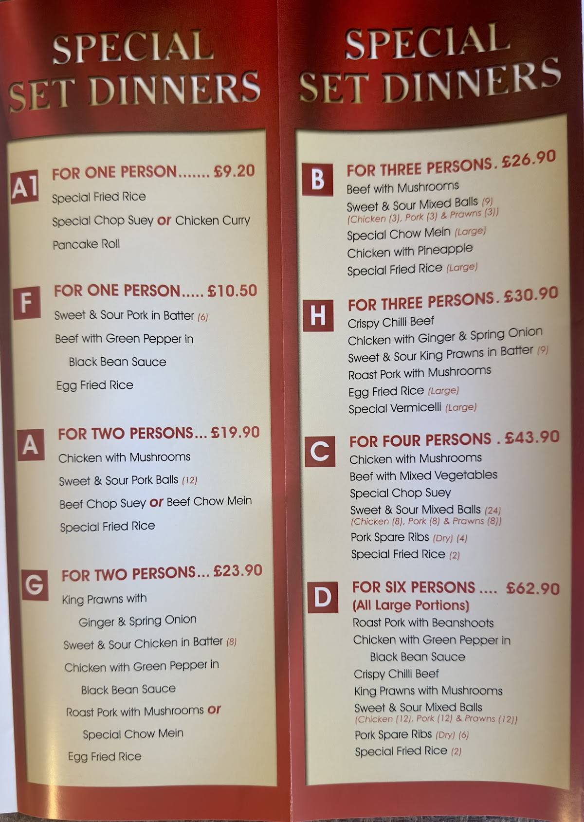 Menu at Sun Wah fast food, Bexhill