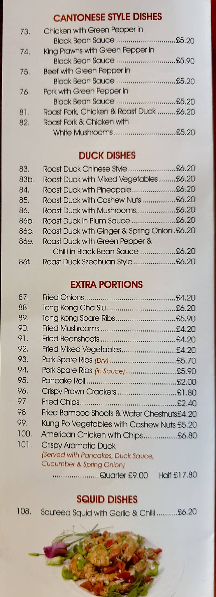 Menu at Sun Wah fast food, Bexhill