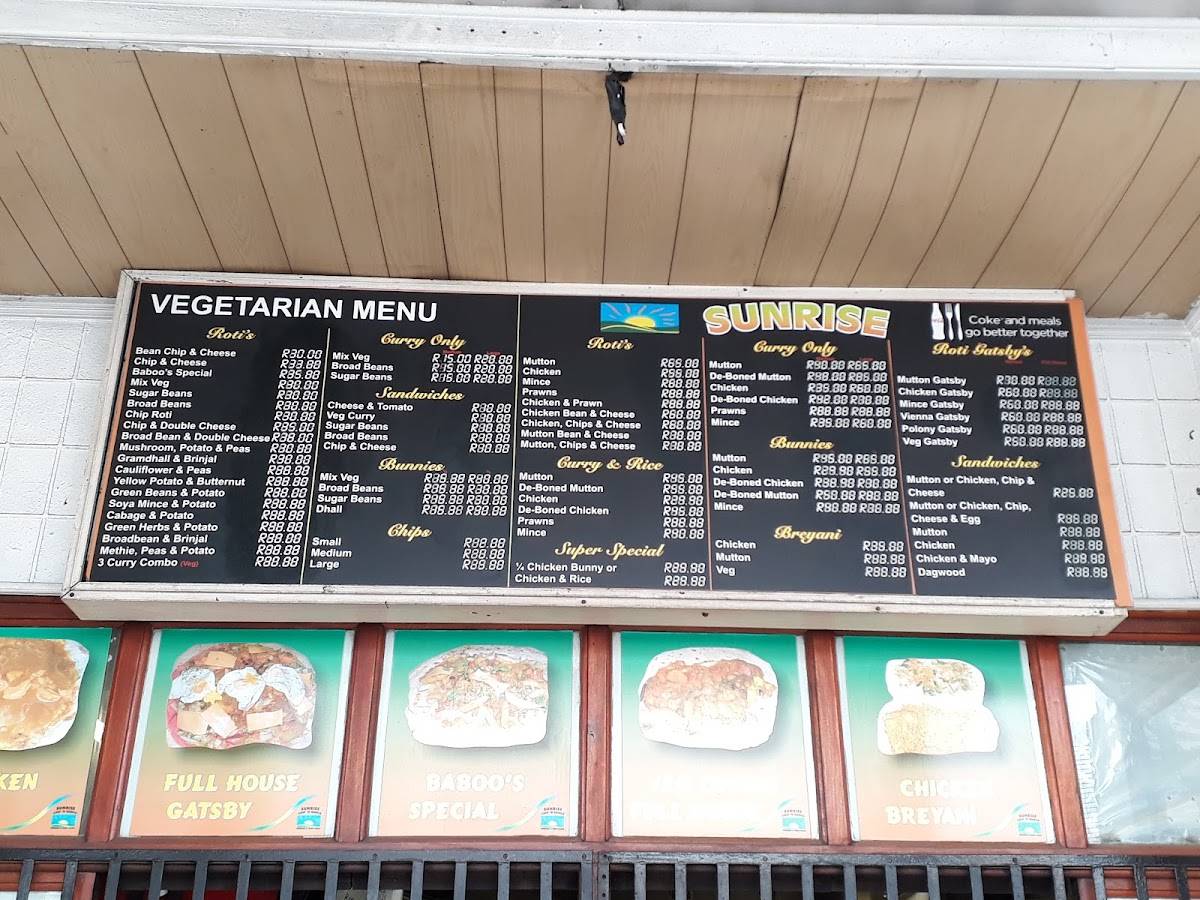Menu at Sunrise Chip 'N Ranch fast food, Cape Town