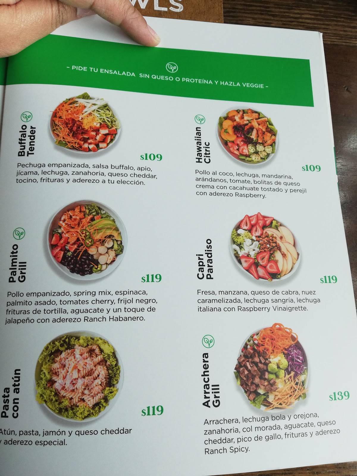 Carta del restaurante Super Salads Cumbres, Monterrey, Paseo del los ...