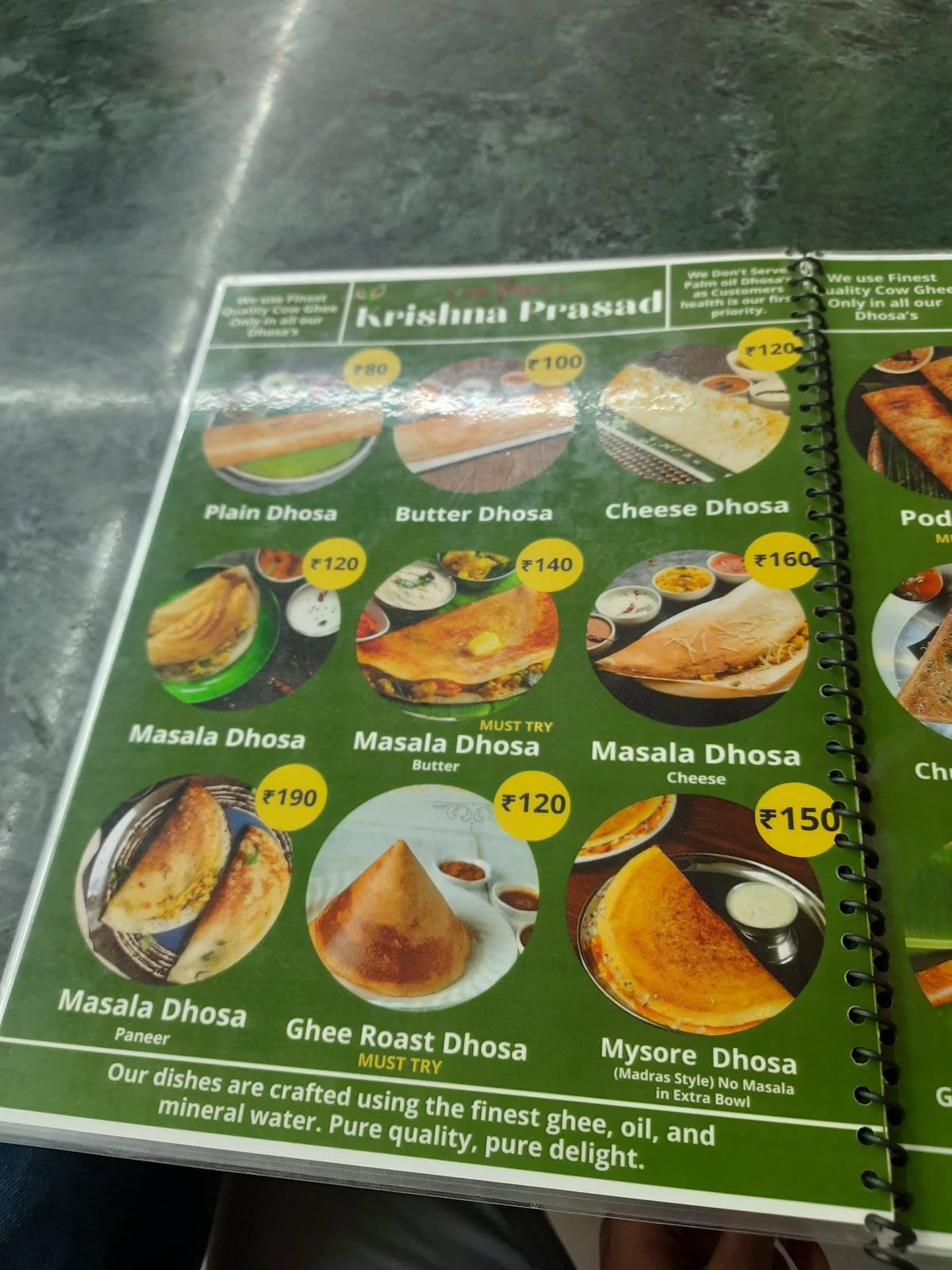 Menu at Krishna Prasad South Indian Food, Surat