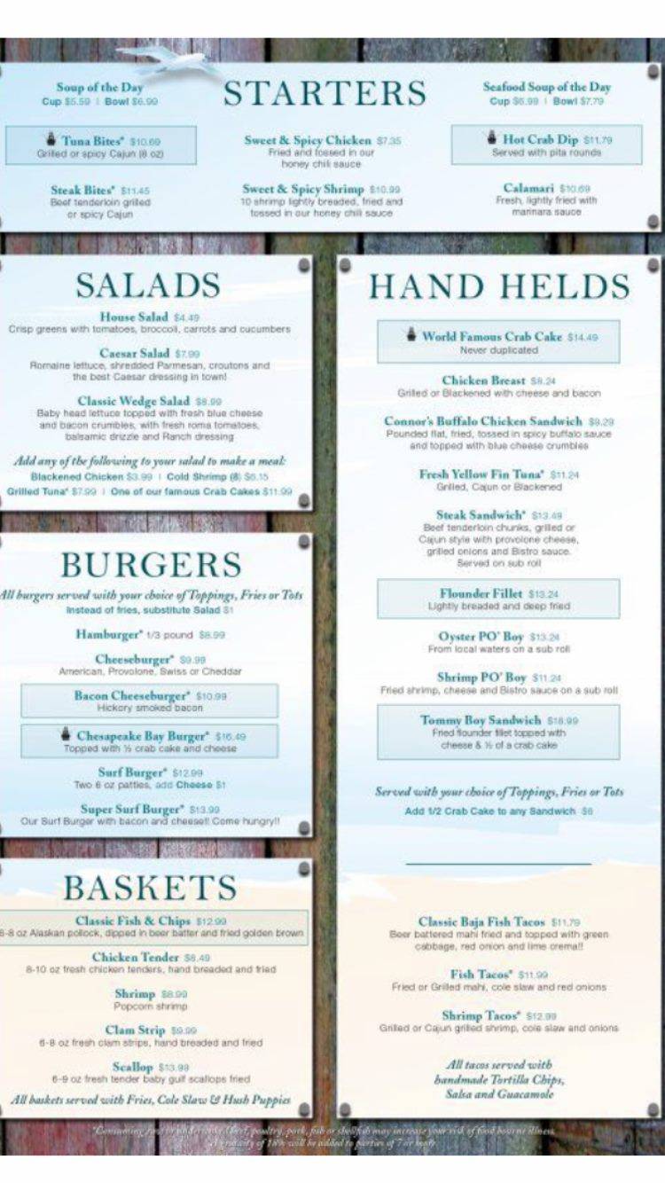 Menu at Surf Rider restaurant, Virginia Beach, 928 Diamond Springs Rd #135