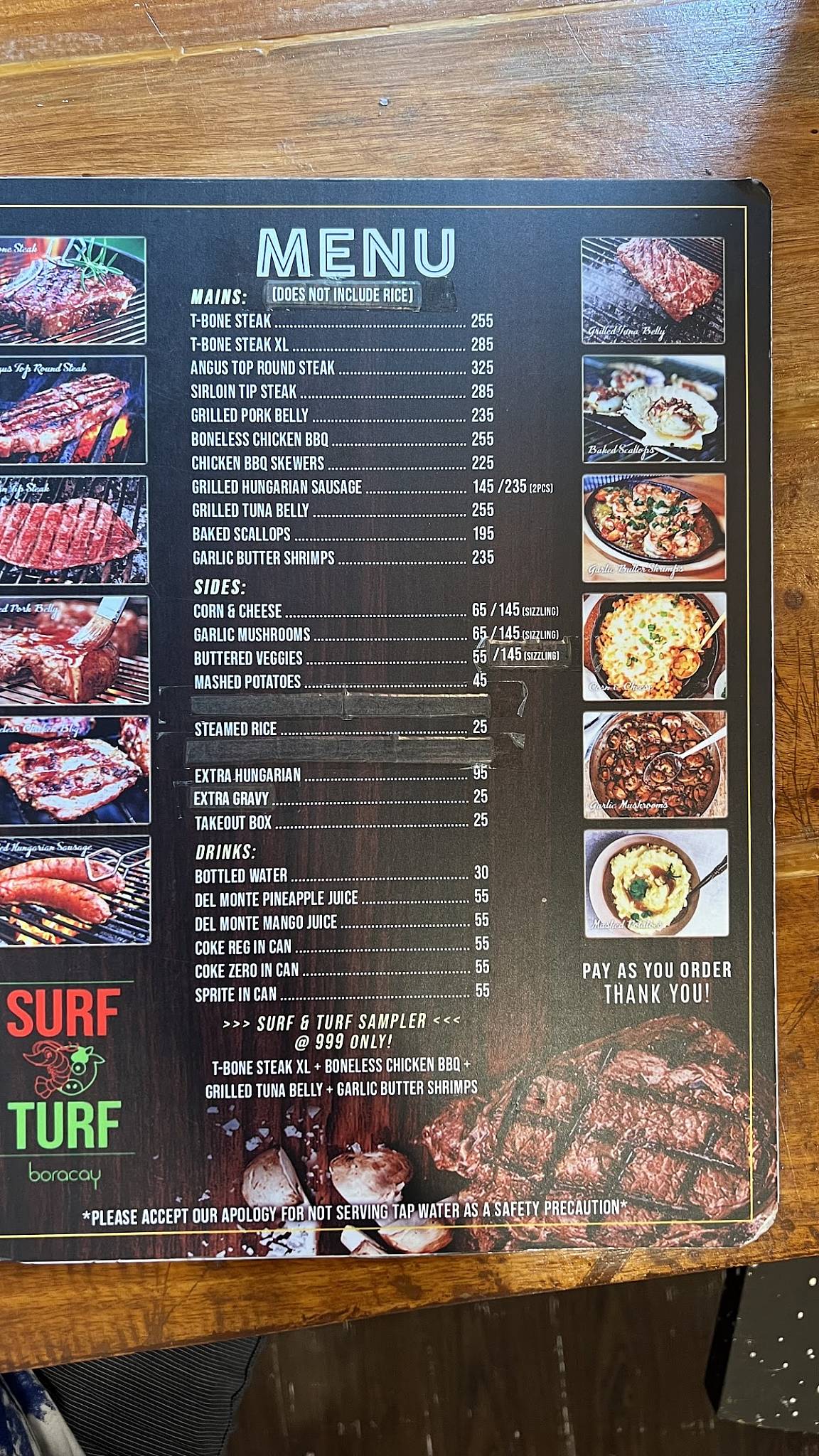 Menu at Surf & Turf Steakhouse Boracay, Malay, 2 D'mall de Boracay