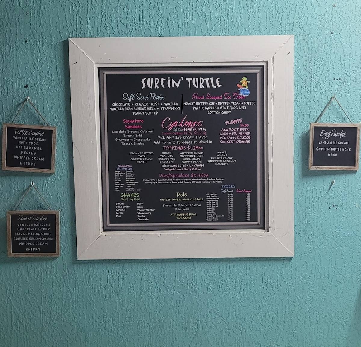 Menu at Surfin' Turtle Ice Cream Shoppe, Satellite Beach, Jimmy Buffett ...