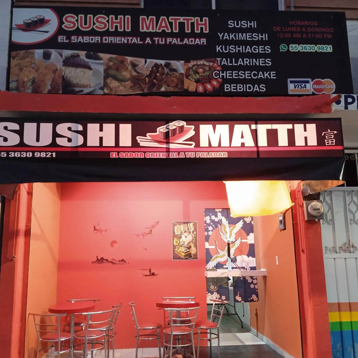 Menu at Sushi Matth restaurant, Texcoco