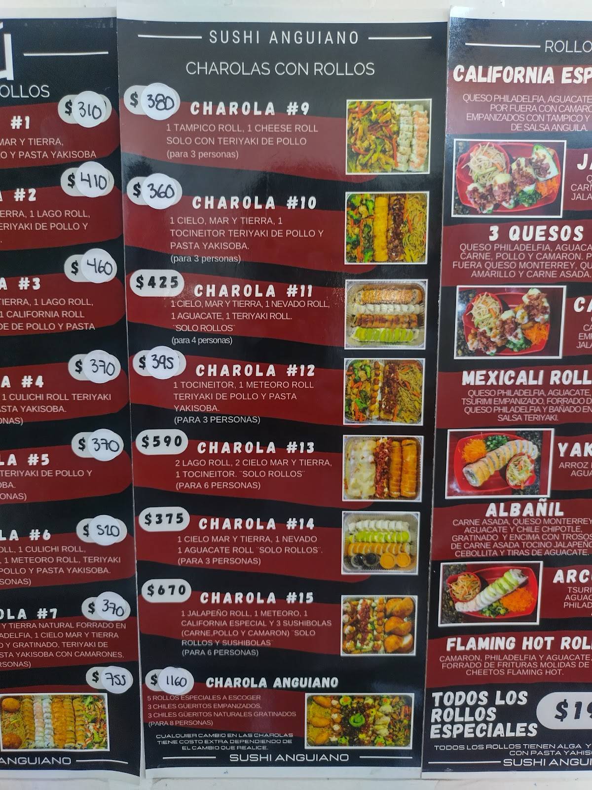 Carta del restaurante Sushi anguiano, Mexicali