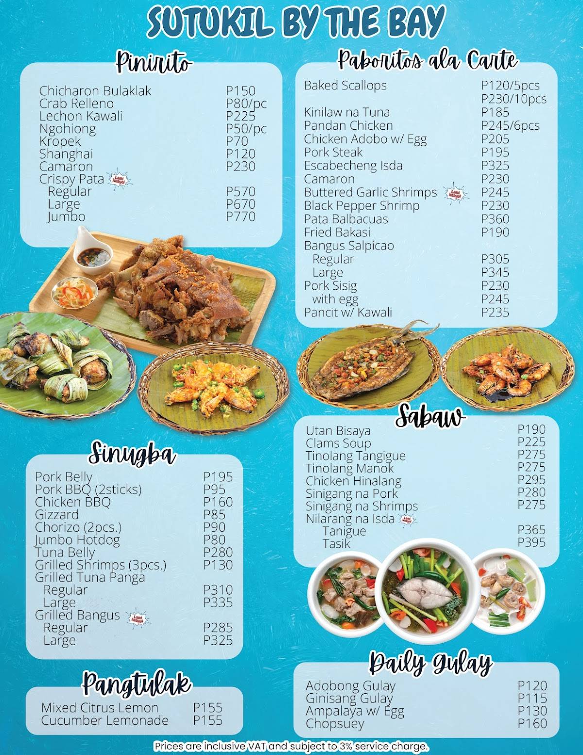 Menu at Sutukil by the bay restaurant, Cebu City, IL CORSO FILINVEST ...