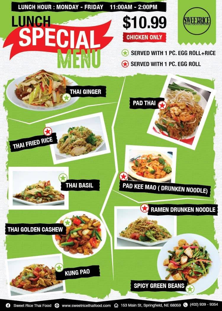Menu at Sweet Rice Thai Food Express restaurant, Springfield