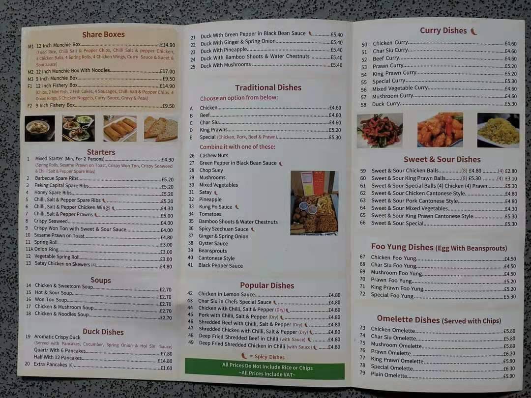 Menu at Sweet & Sour fast food, Fleetwood