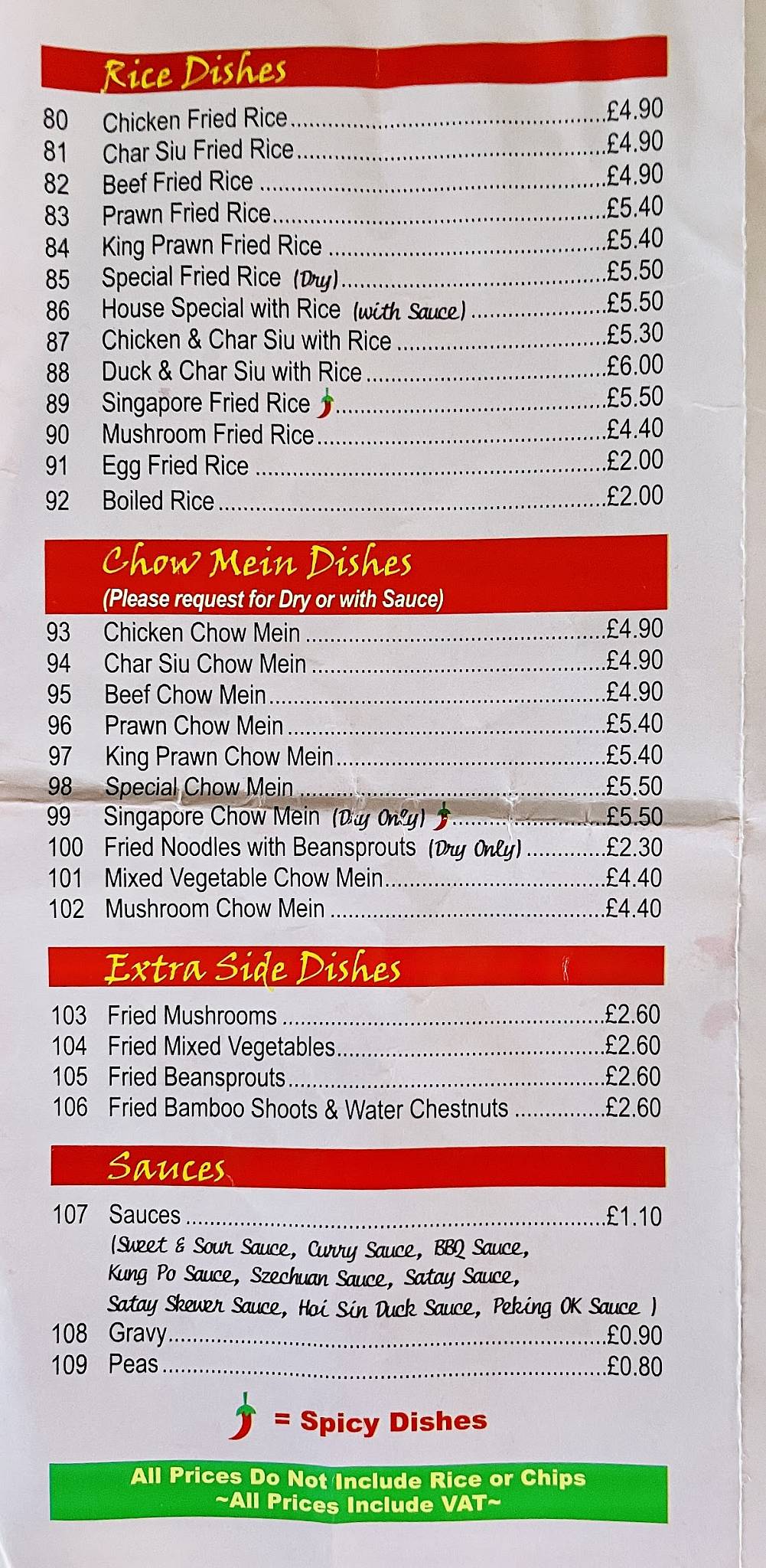 Menu at Sweet & Sour fast food, Fleetwood