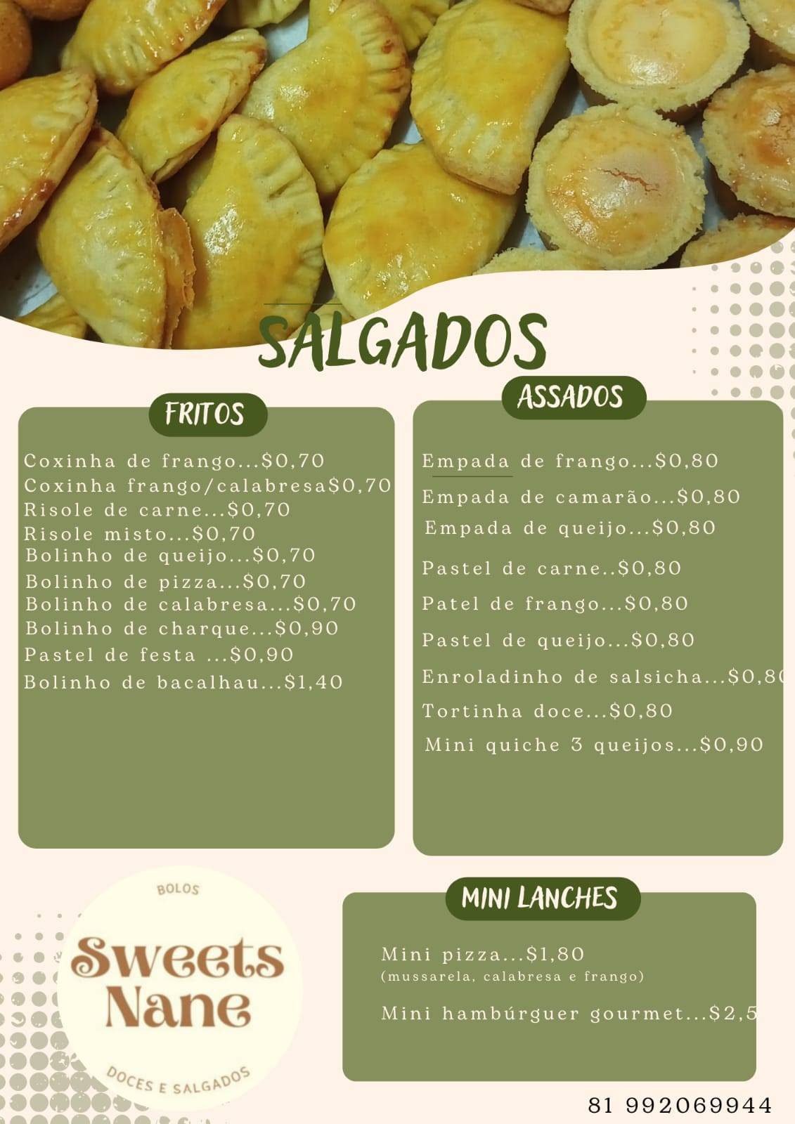 Menu em Sweets Nane - Kit Festa sobremesas, Recife