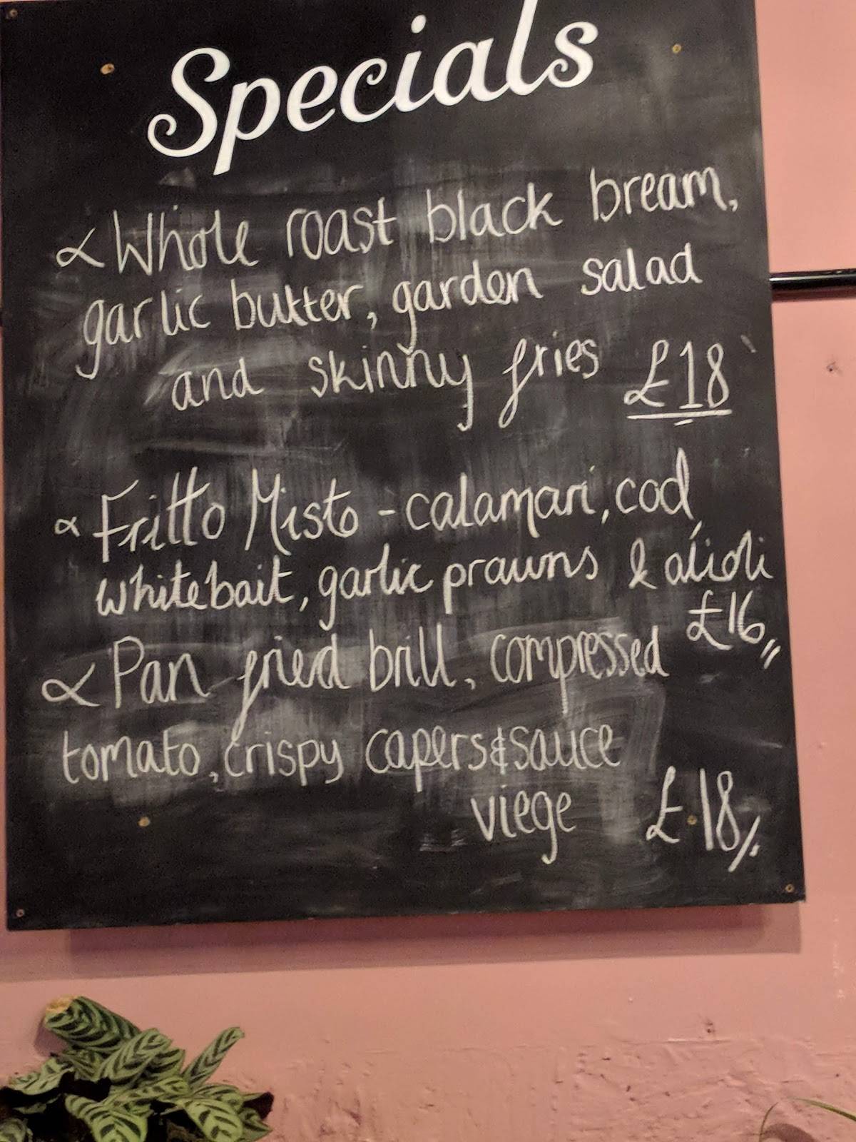 Menu at Swim restaurant, Lyme Regis