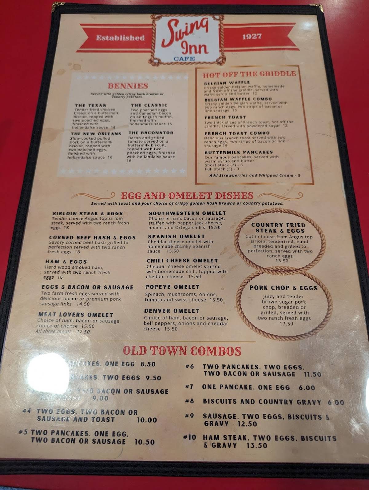 Menu at Swing Inn Cafe & BBQ, Temecula